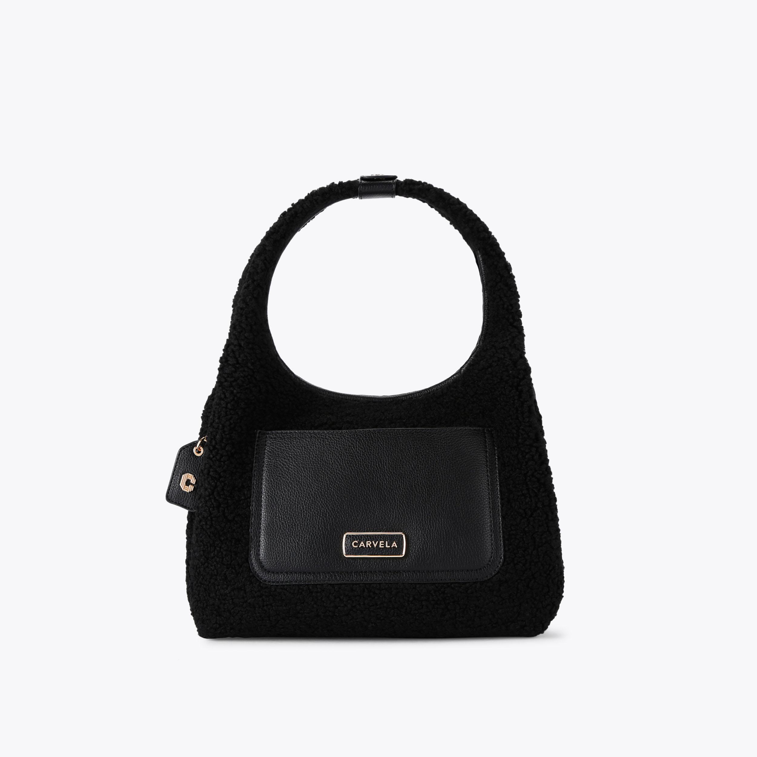 MINI MILANO Black Teddy Shoulder Bag by CARVELA