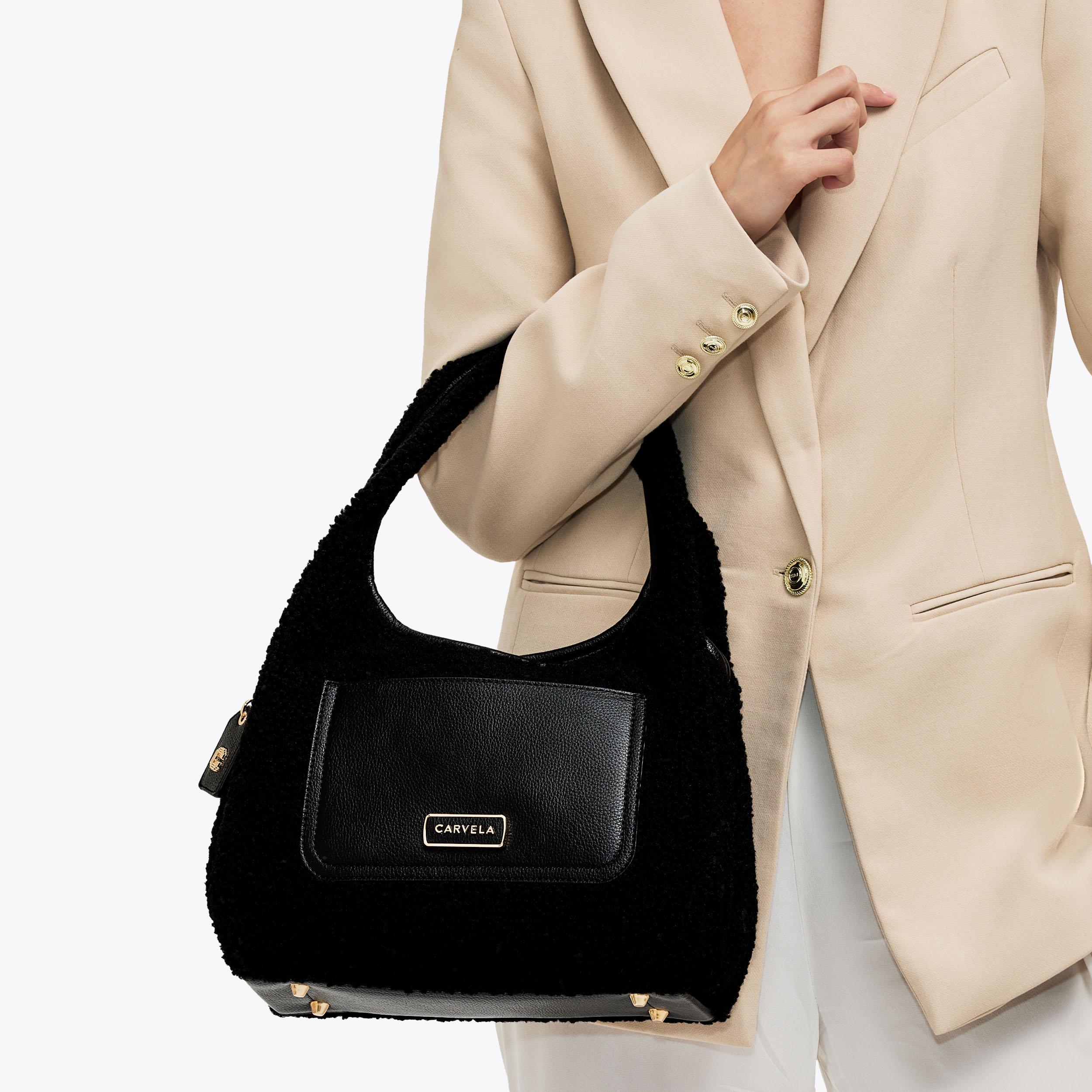 MINI MILANO Black Teddy Shoulder Bag by CARVELA