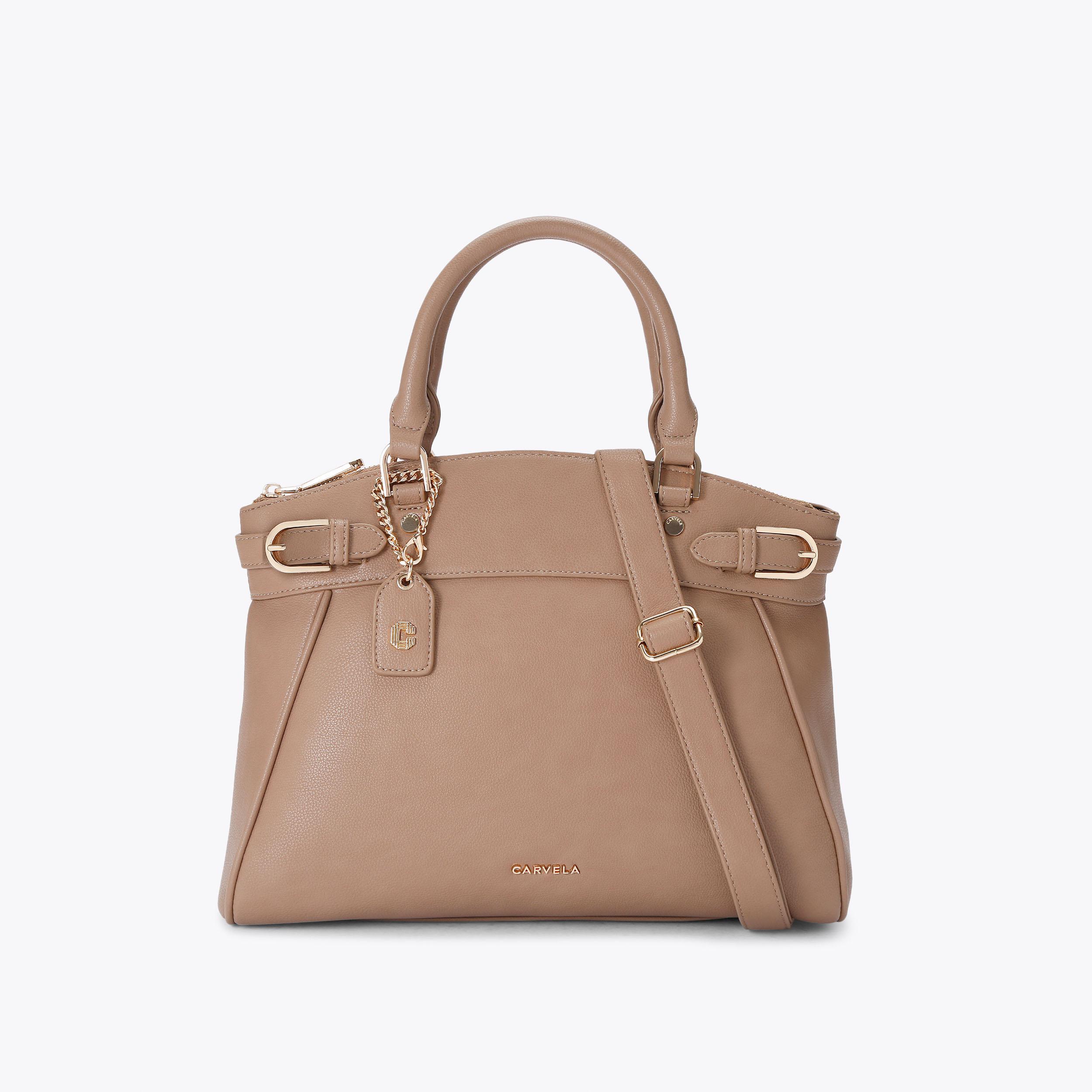 VALENTINA CURVED TOTE Taupe Tote Bag by CARVELA
