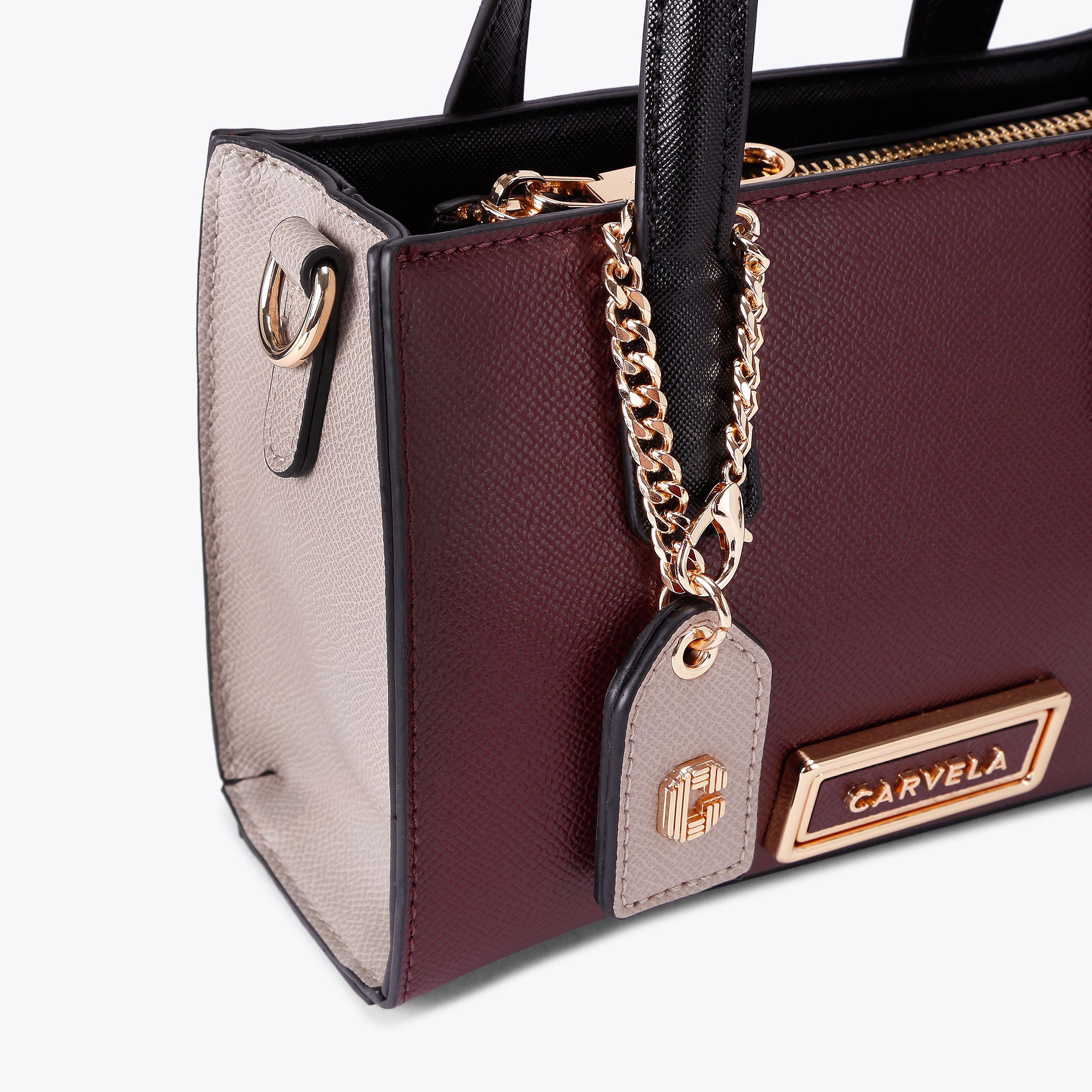 ROMA CROSSBODY Maroon Grained Tote Bag by CARVELA