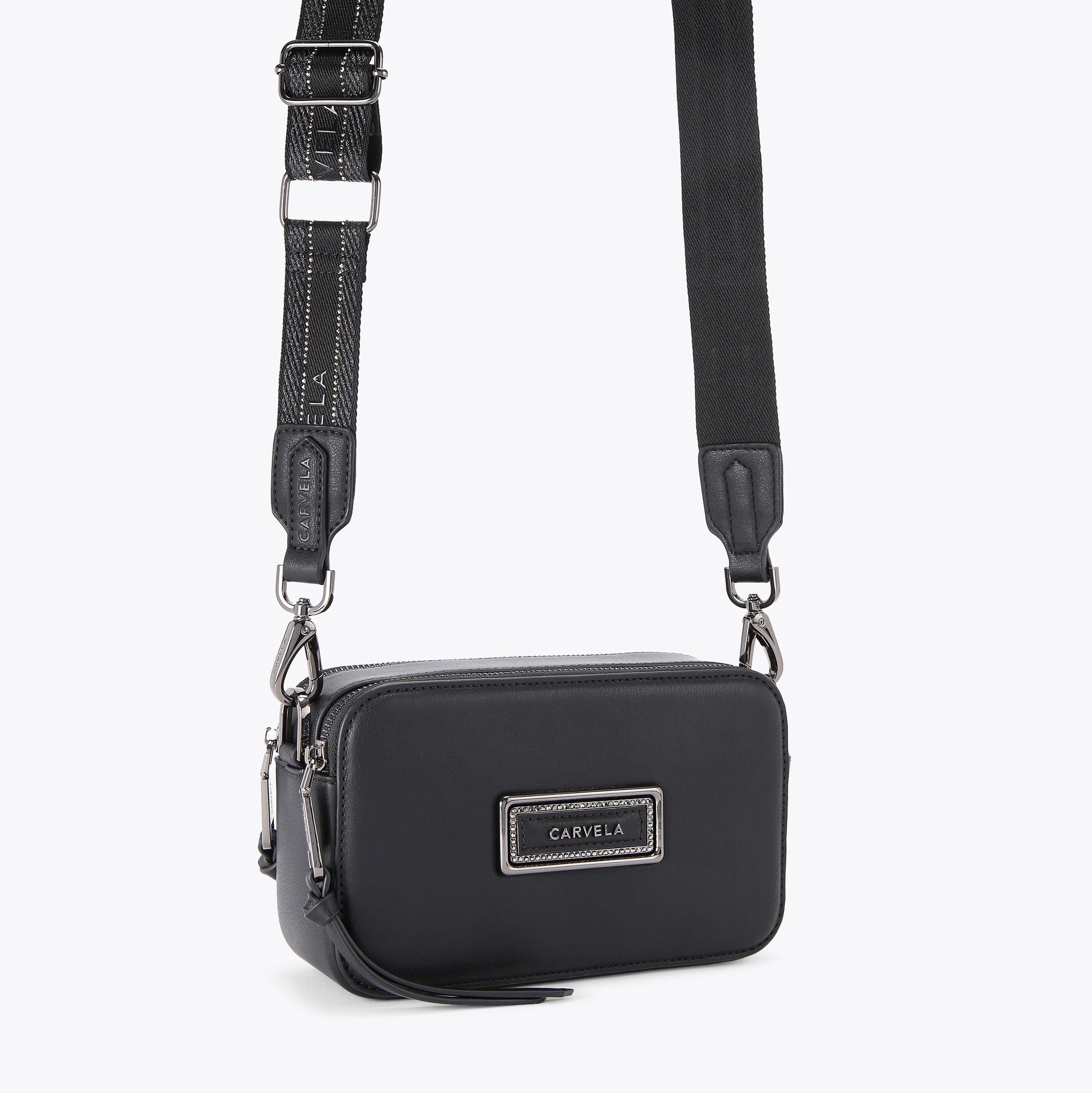 ROMA RECTANGLE CAMERA Brown Croc Camera Bag by CARVELA