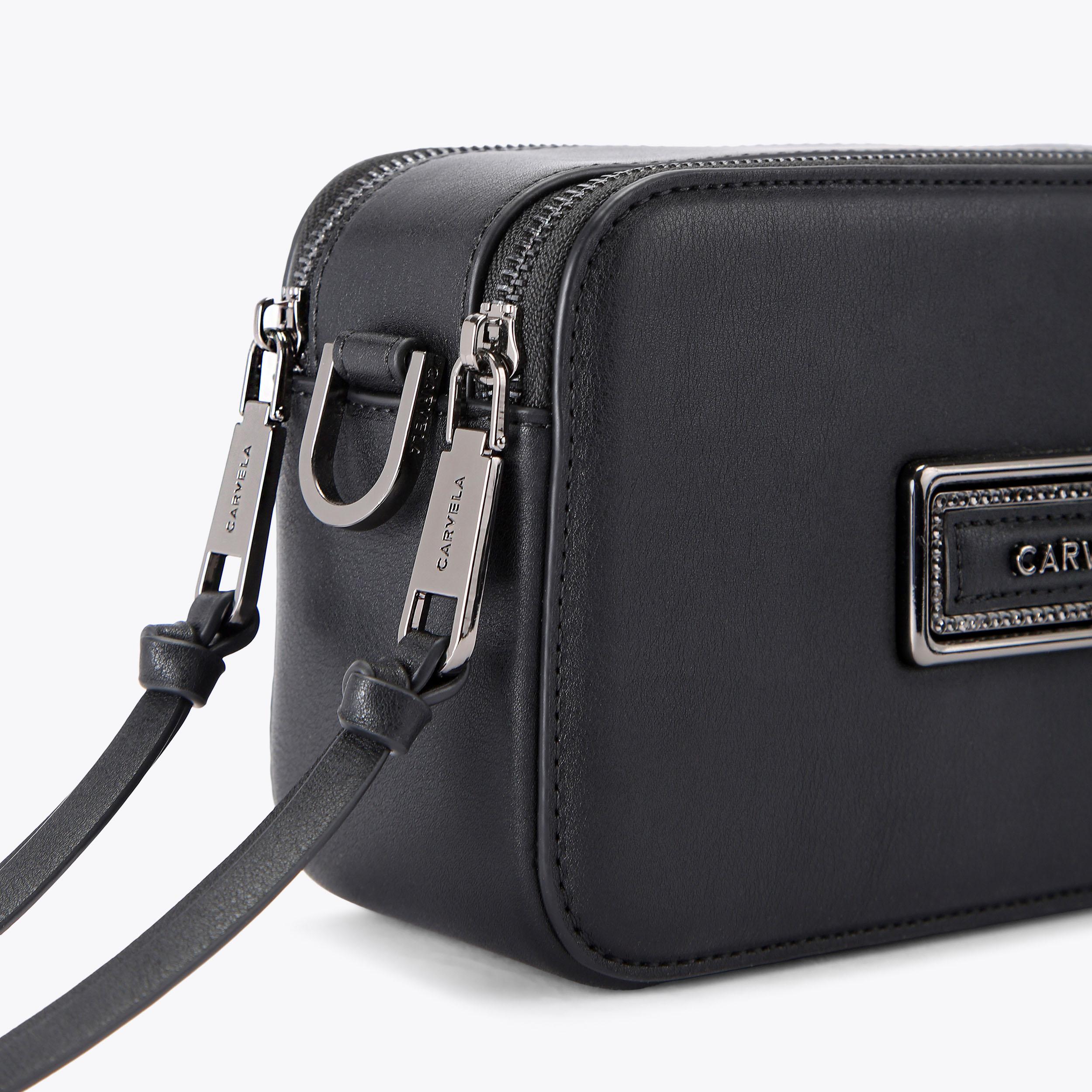 ROMA RECTANGLE CAMERA Brown Croc Camera Bag by CARVELA