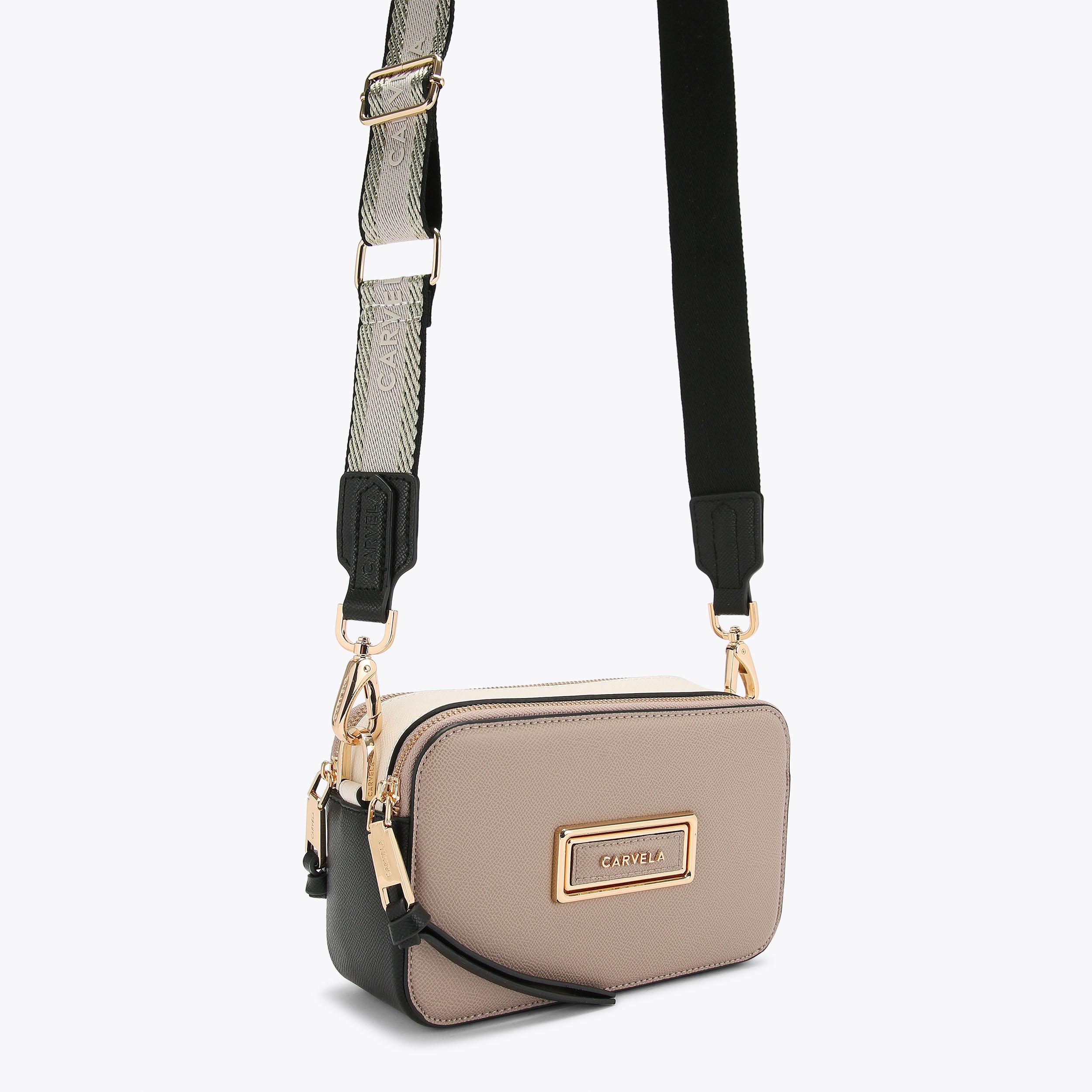 ROMA RECTANGLE CAMERA Taupe Camera Bag by CARVELA
