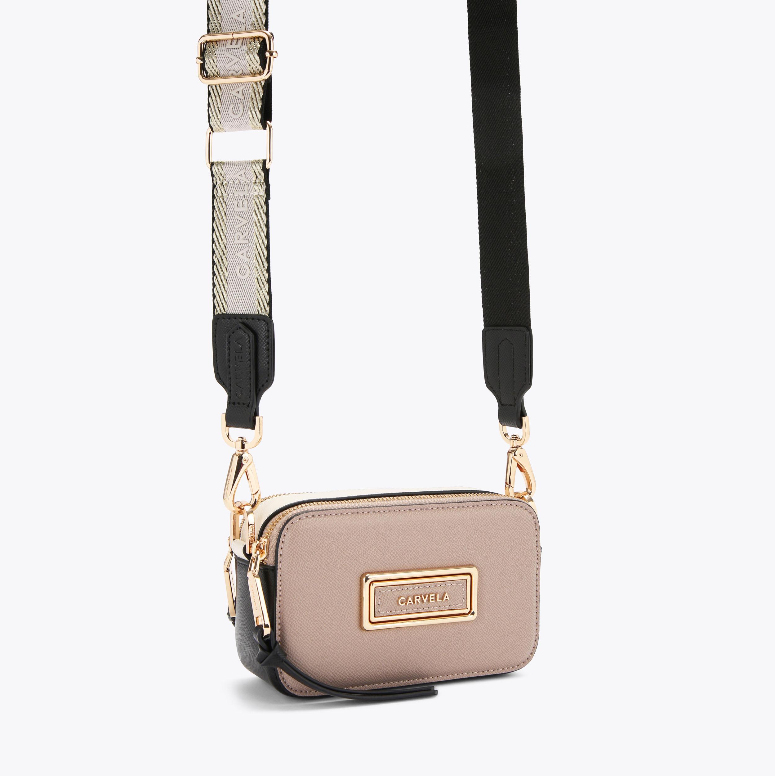 MINI ROMA RECTANGLE Taupe Camera Bag by CARVELA