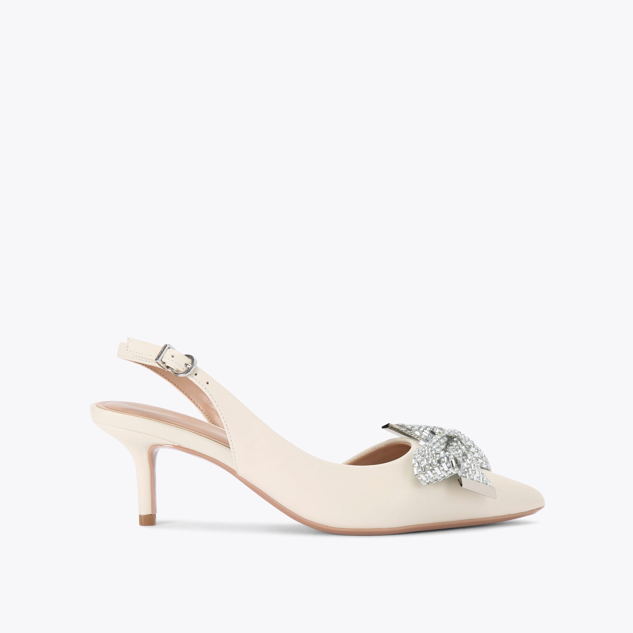 REGAL BOW SLING 2 Bone Leather Slingback Heel by CARVELA