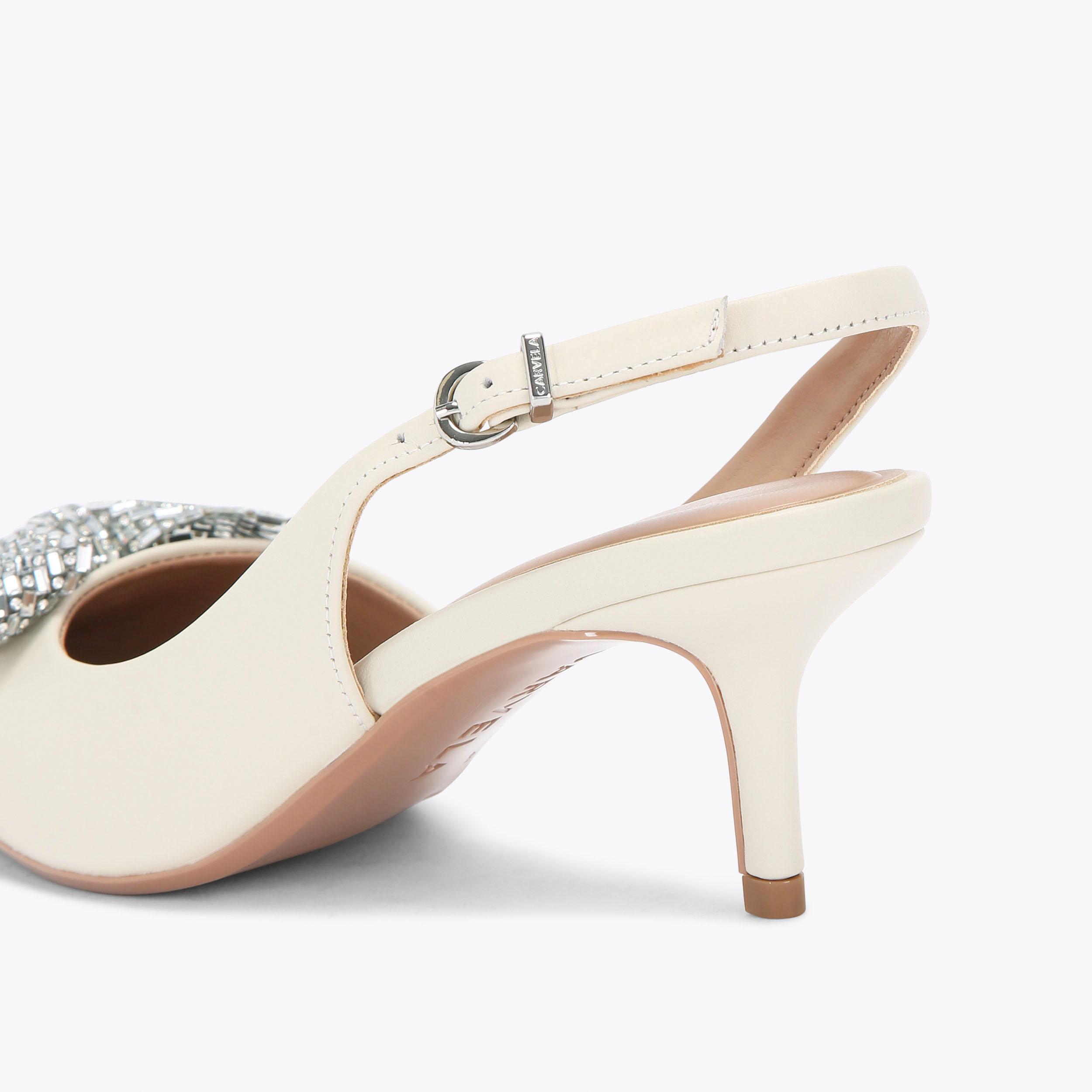 REGAL BOW SLING 2 Bone Leather Slingback Heel by CARVELA