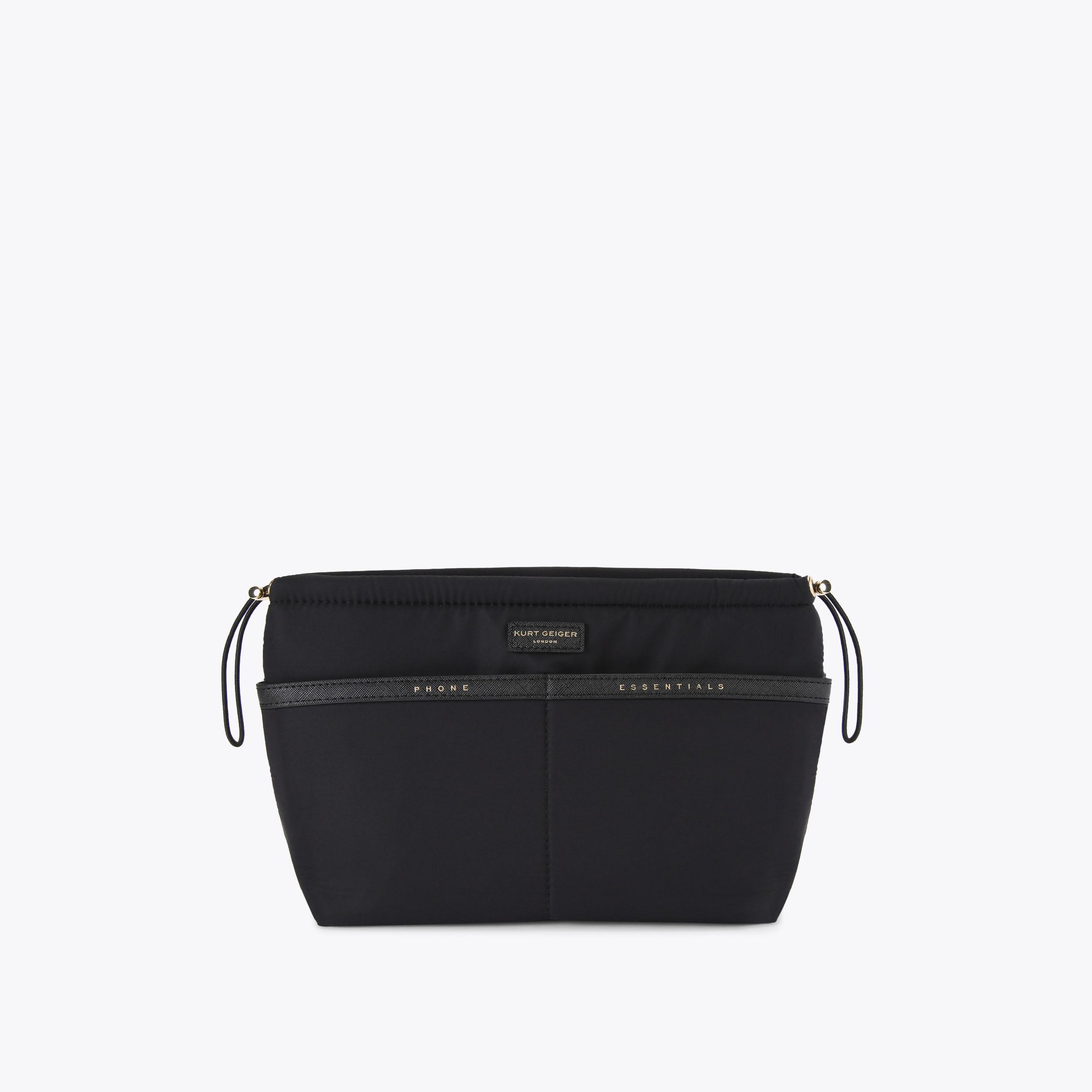 SM RECYCLED BAG ORGANISER Black Nylon Interior Pouch by KURT GEIGER LONDON