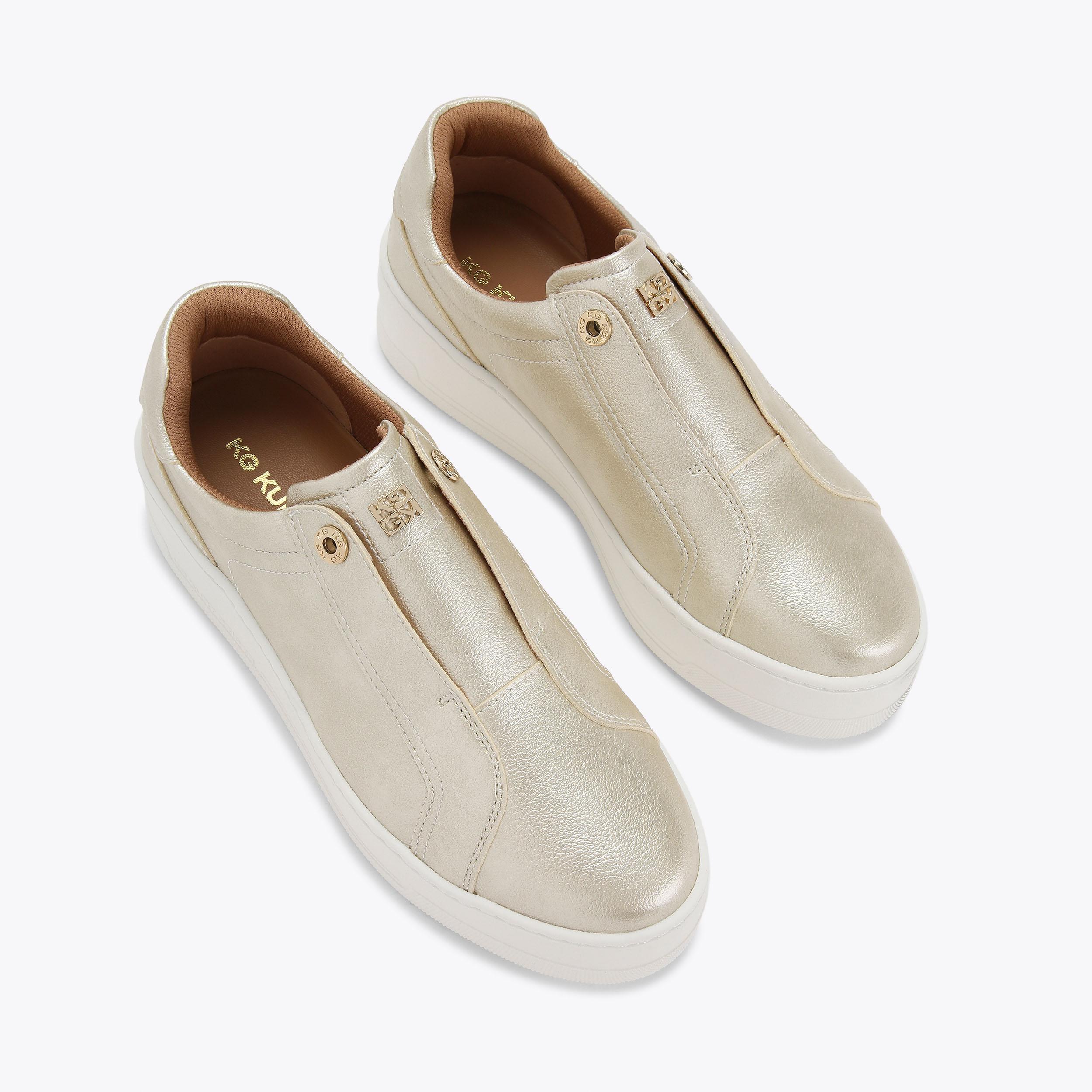 LEADER LACELESS Gold Slip On Trainer by KG KURT GEIGER