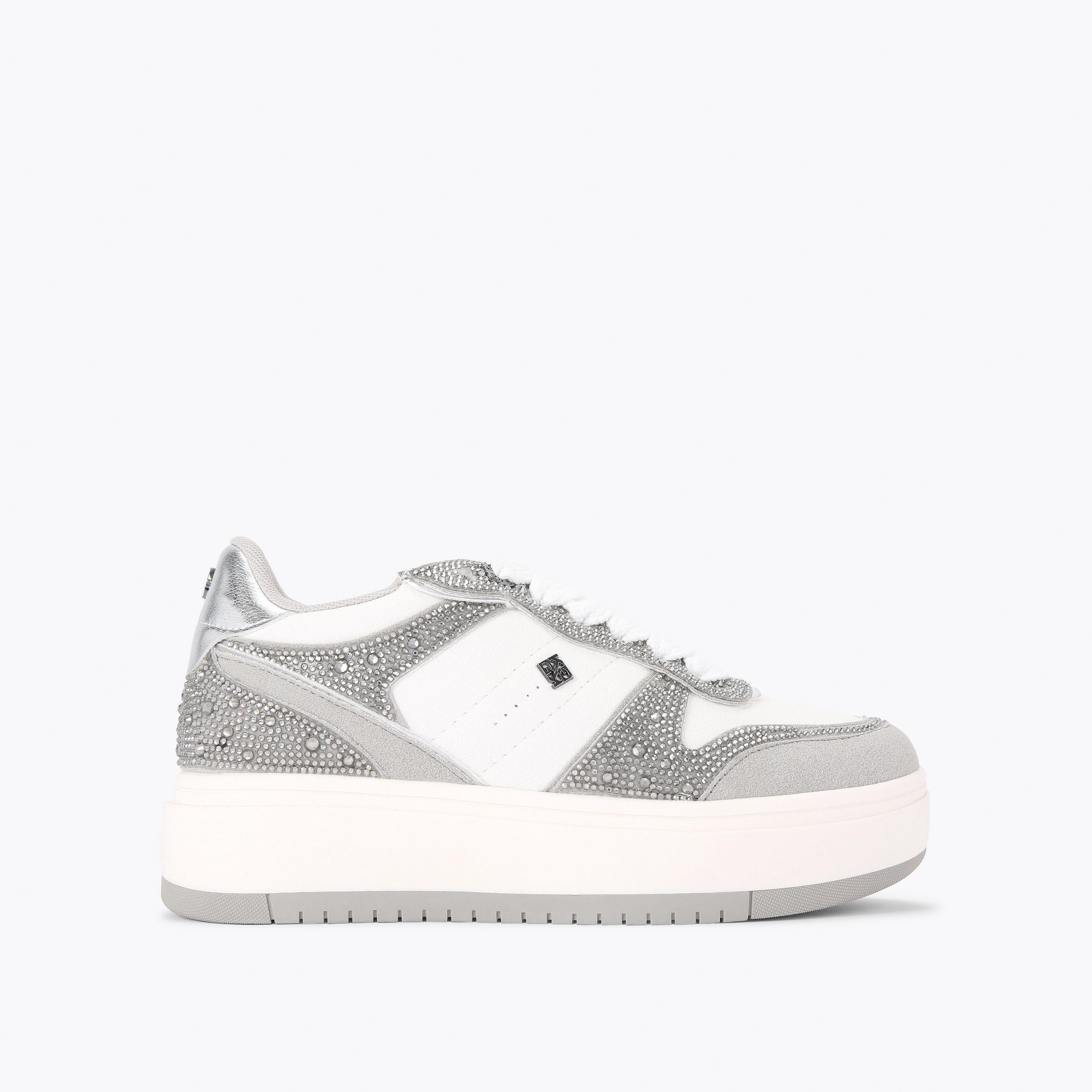 KICK SKATER GEM Grey Crystal Sneaker by KG KURT GEIGER