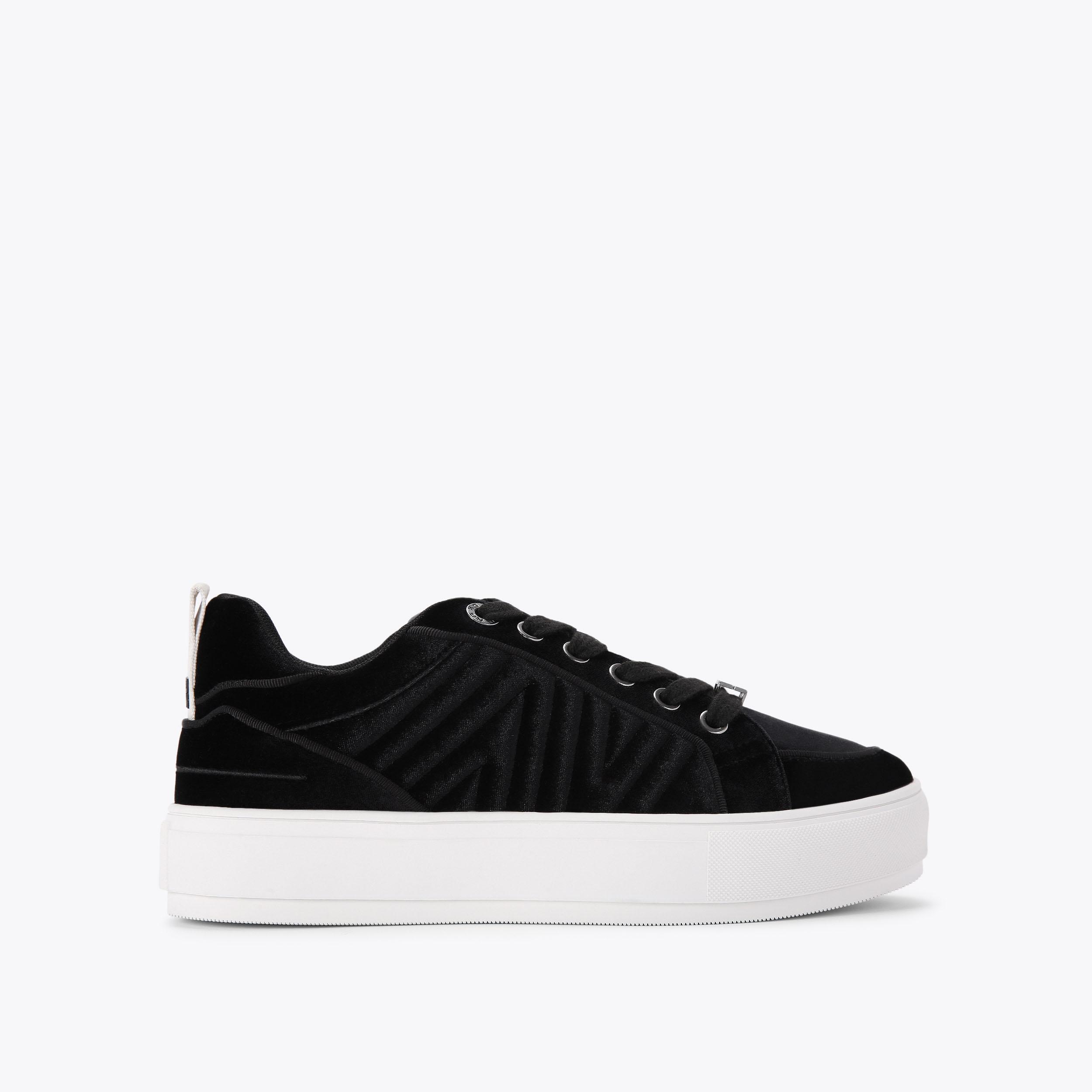 KINGLY Black Velvet Lace Sneakers by KG KURT GEIGER