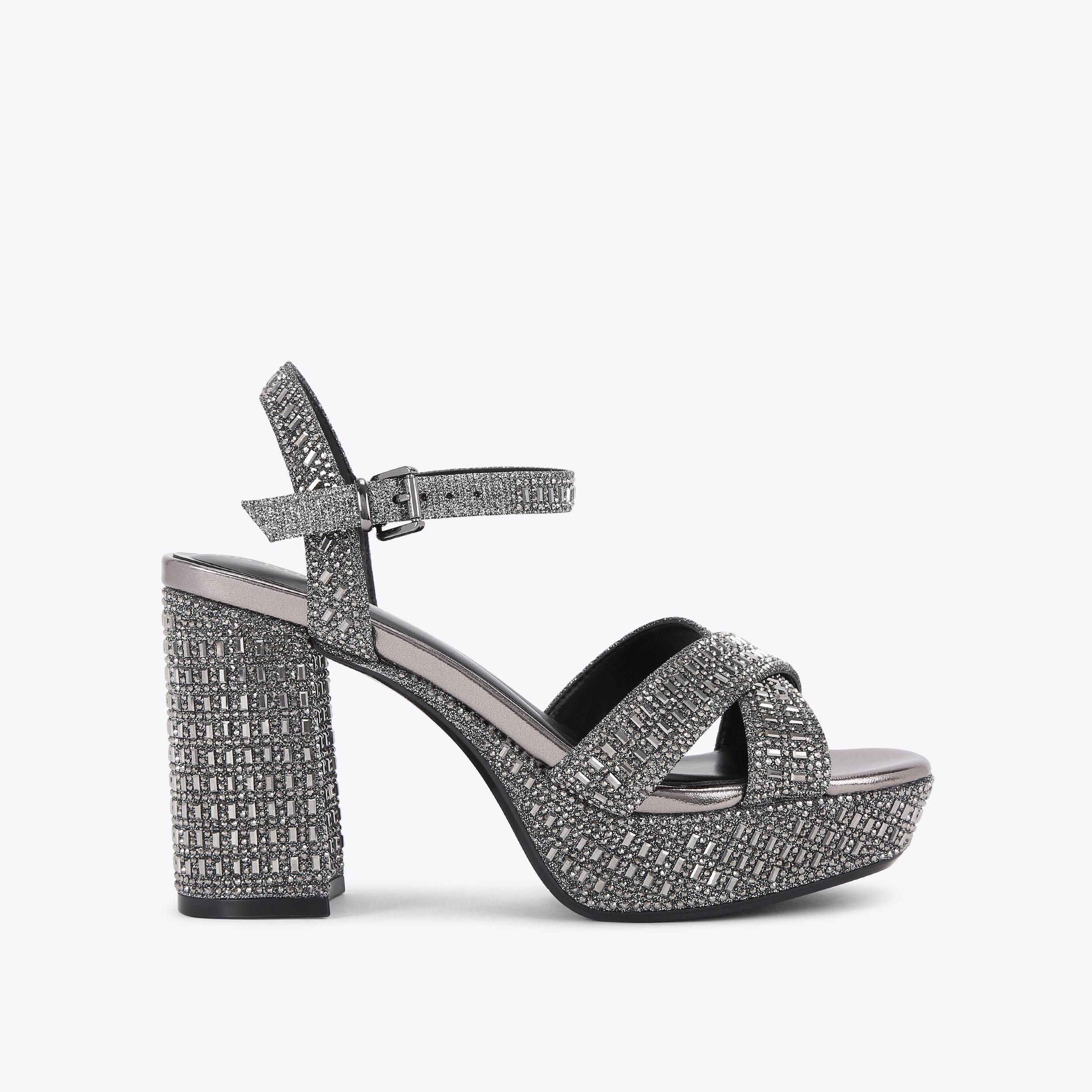FLEUR PLATFORM Gunmetal Metallic Platform Heel by KG KURT GEIGER