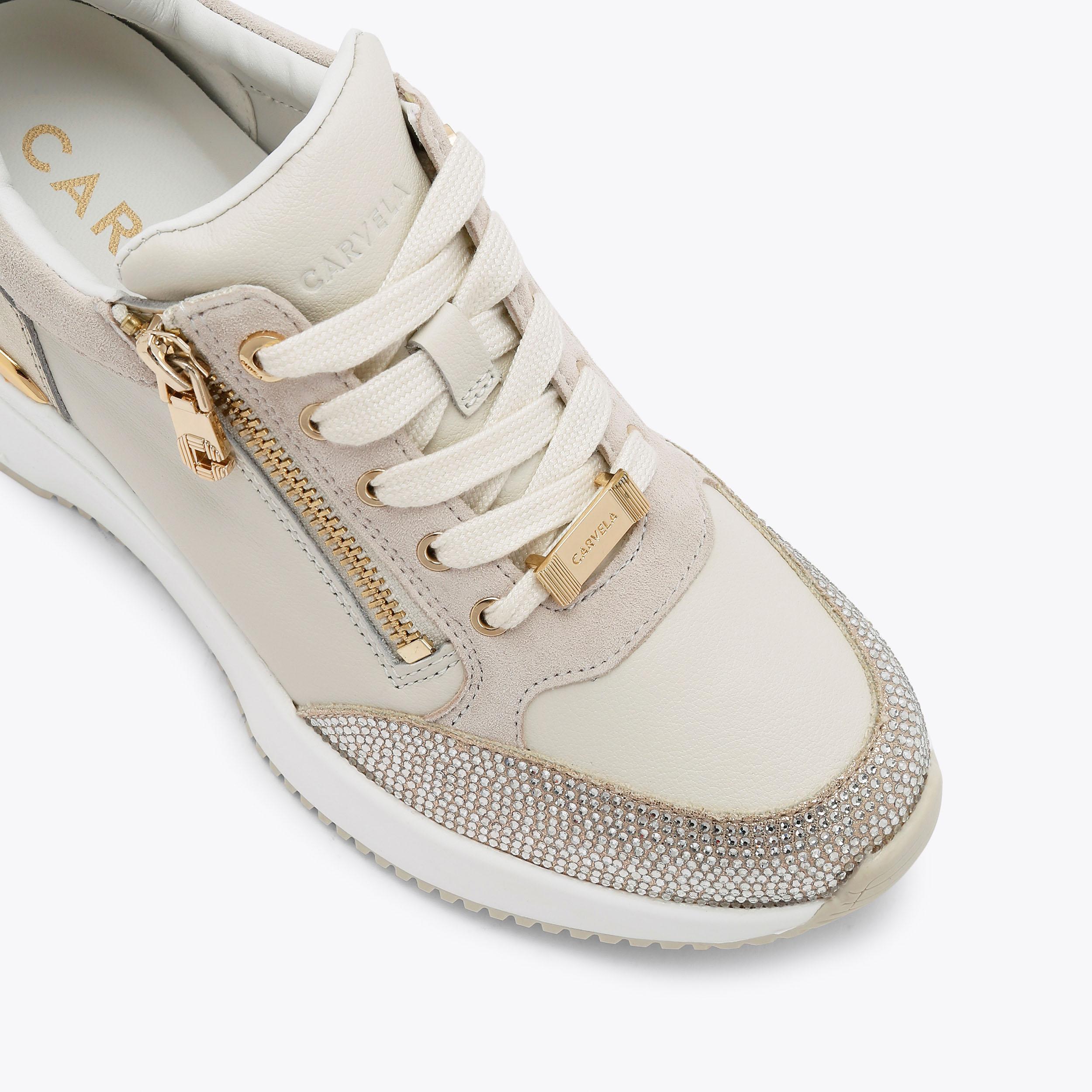 SKYLINE WEDGE SNEAKER Bone Lace Up Trainer by CARVELA