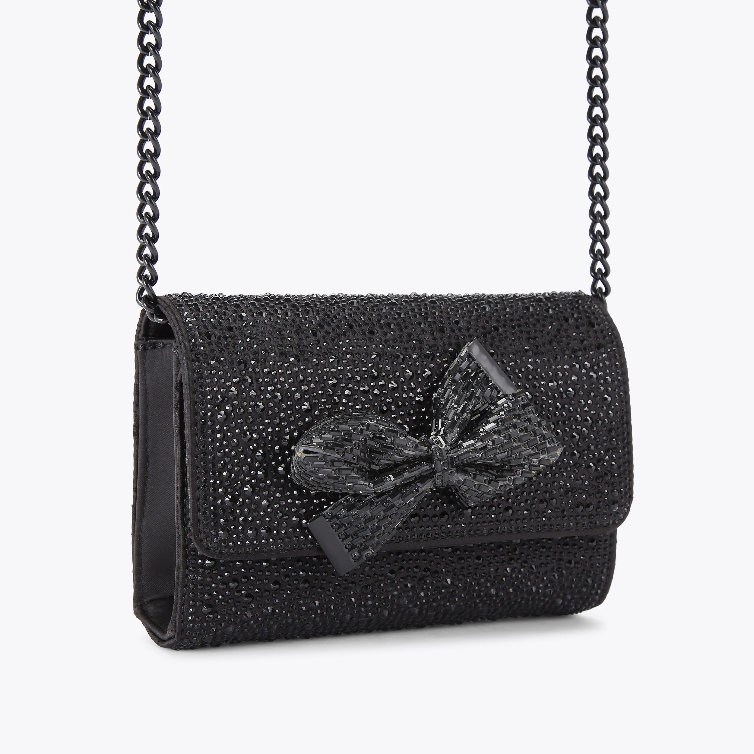 REGAL BOW SHOULDER Black Crystal Regal Bow Shoulder by CARVELA