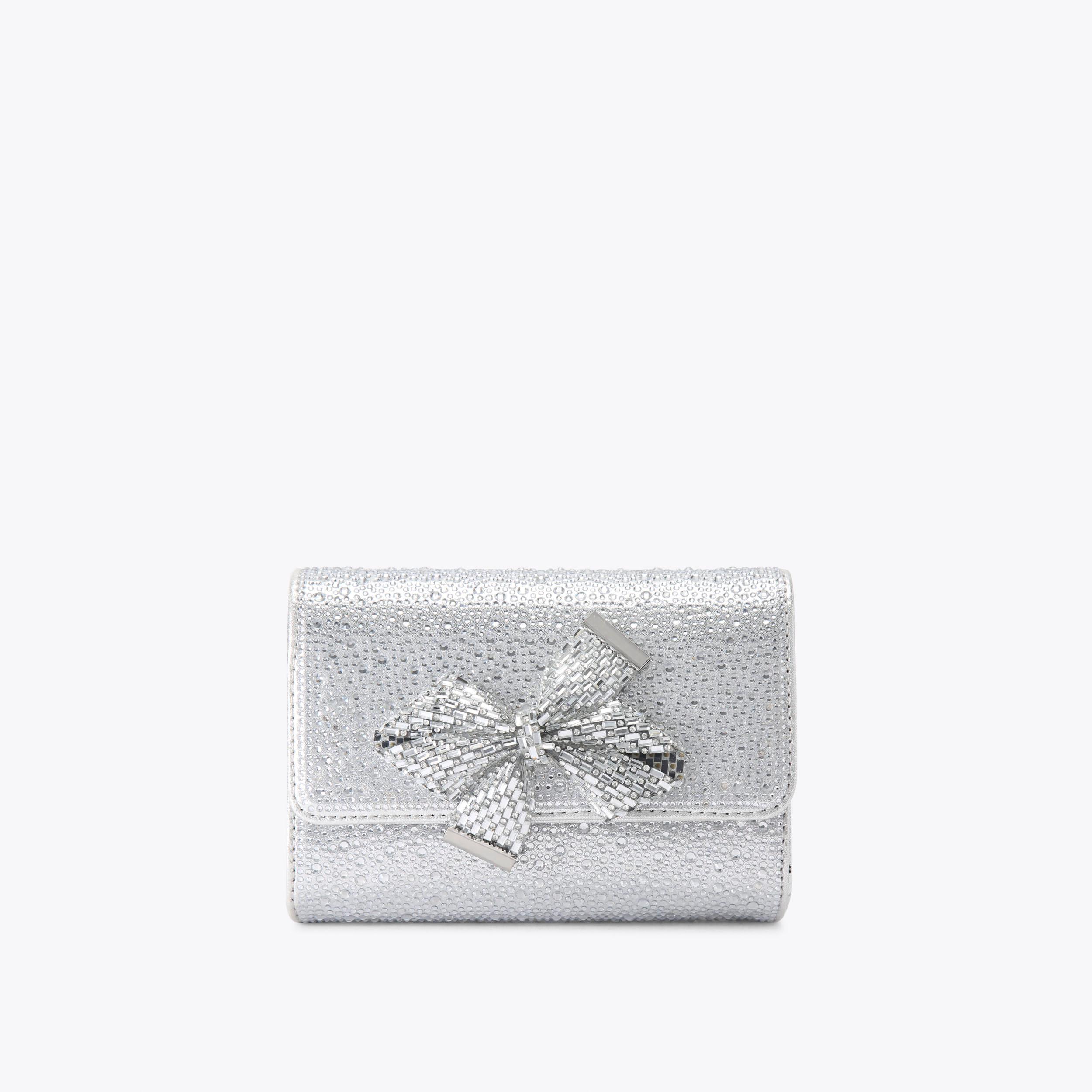 REGAL BOW SHOULDER Silver Bow Shoulder Bag by CARVELA
