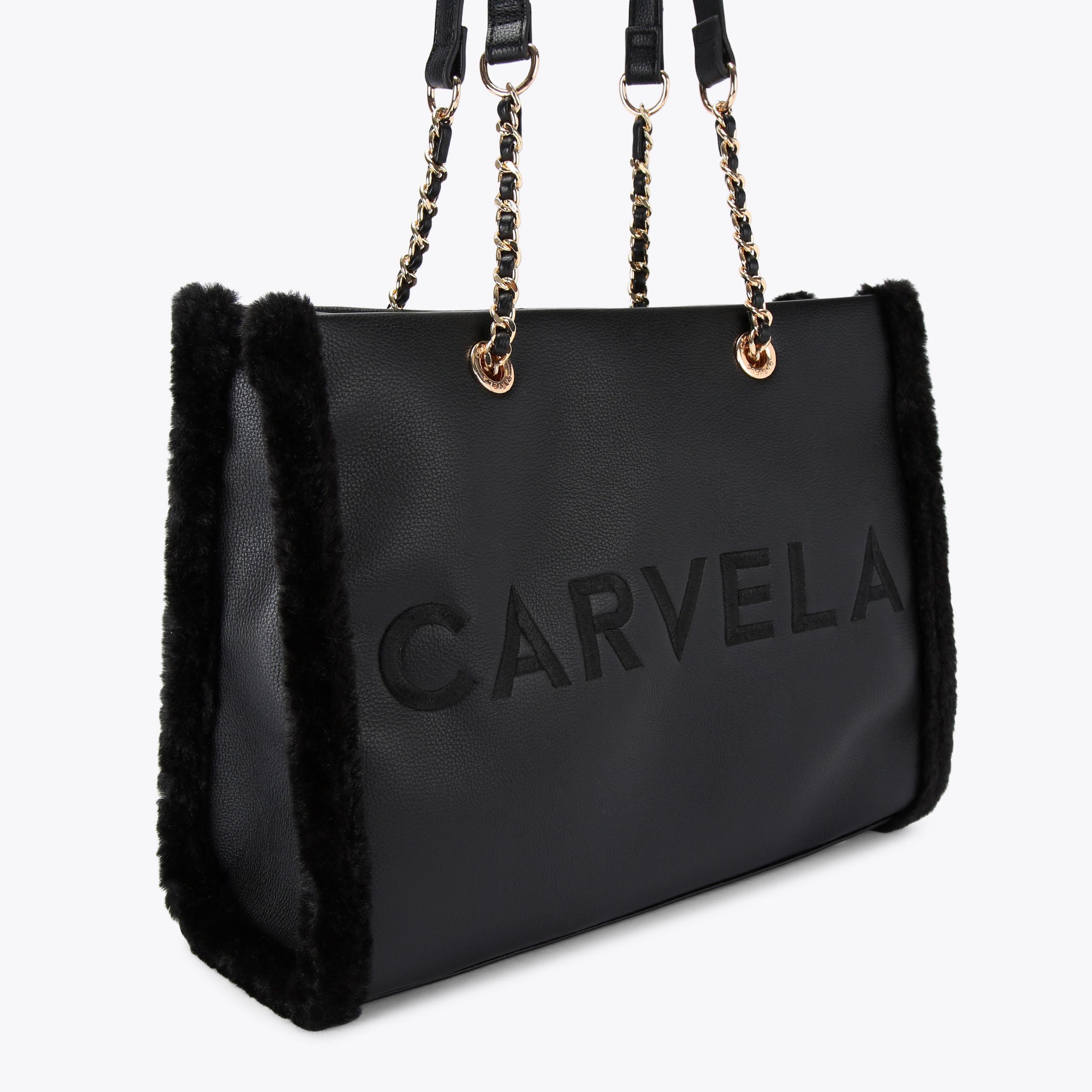 FRAME FUR TOTE Black Faux Fur Tote Bag by CARVELA