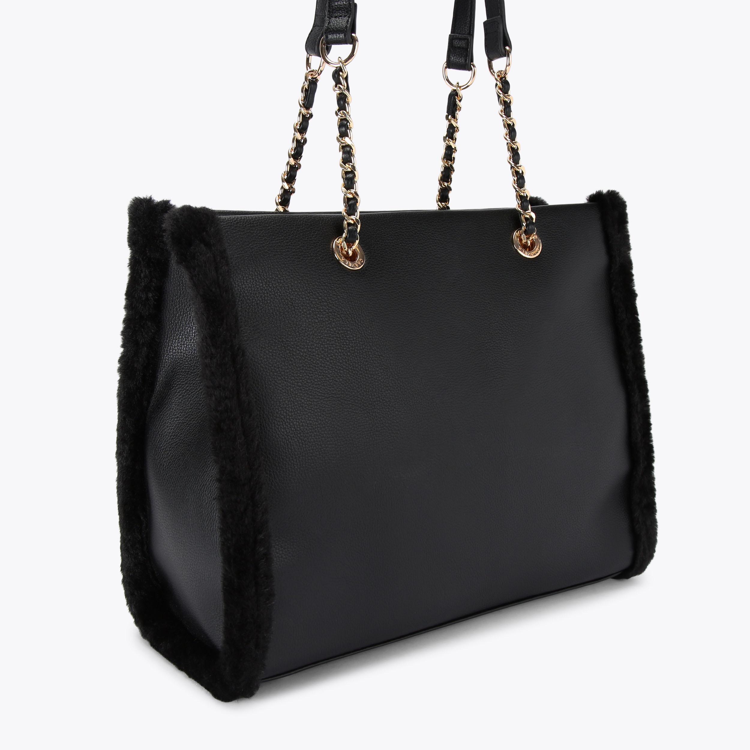 FRAME FUR TOTE Black Faux Fur Tote Bag by CARVELA