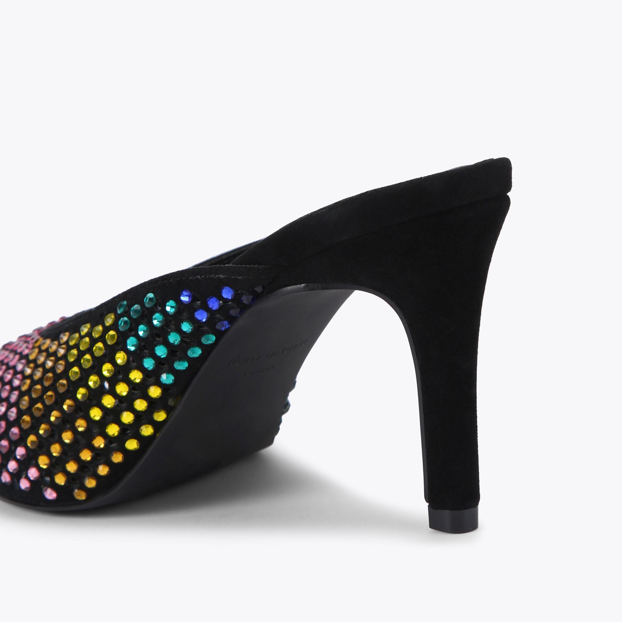 REGENT POINT MULE Black Suede Crystal Mule by KURT GEIGER LONDON