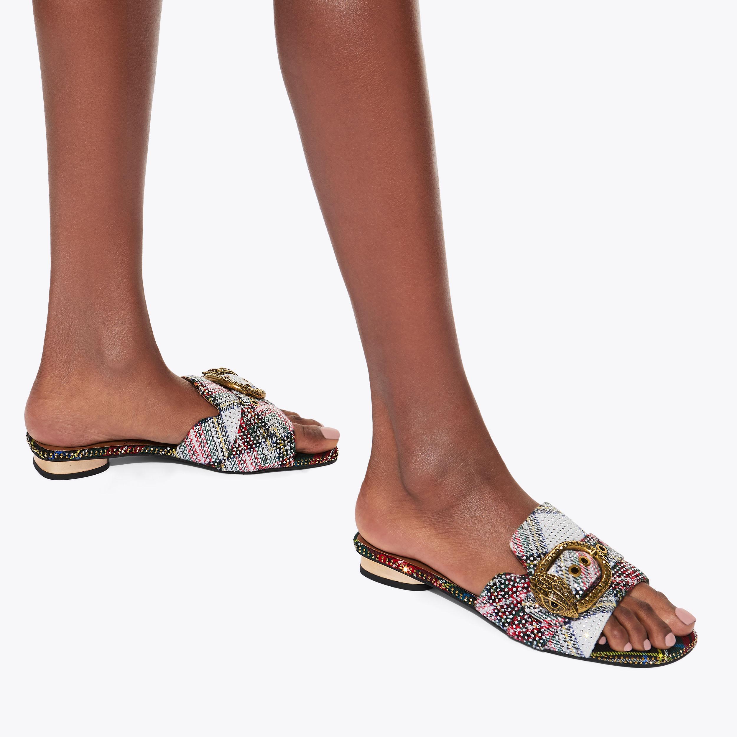 MAYFAIR FLAT SANDAL Tartan Slide On Sandal by KURT GEIGER LONDON