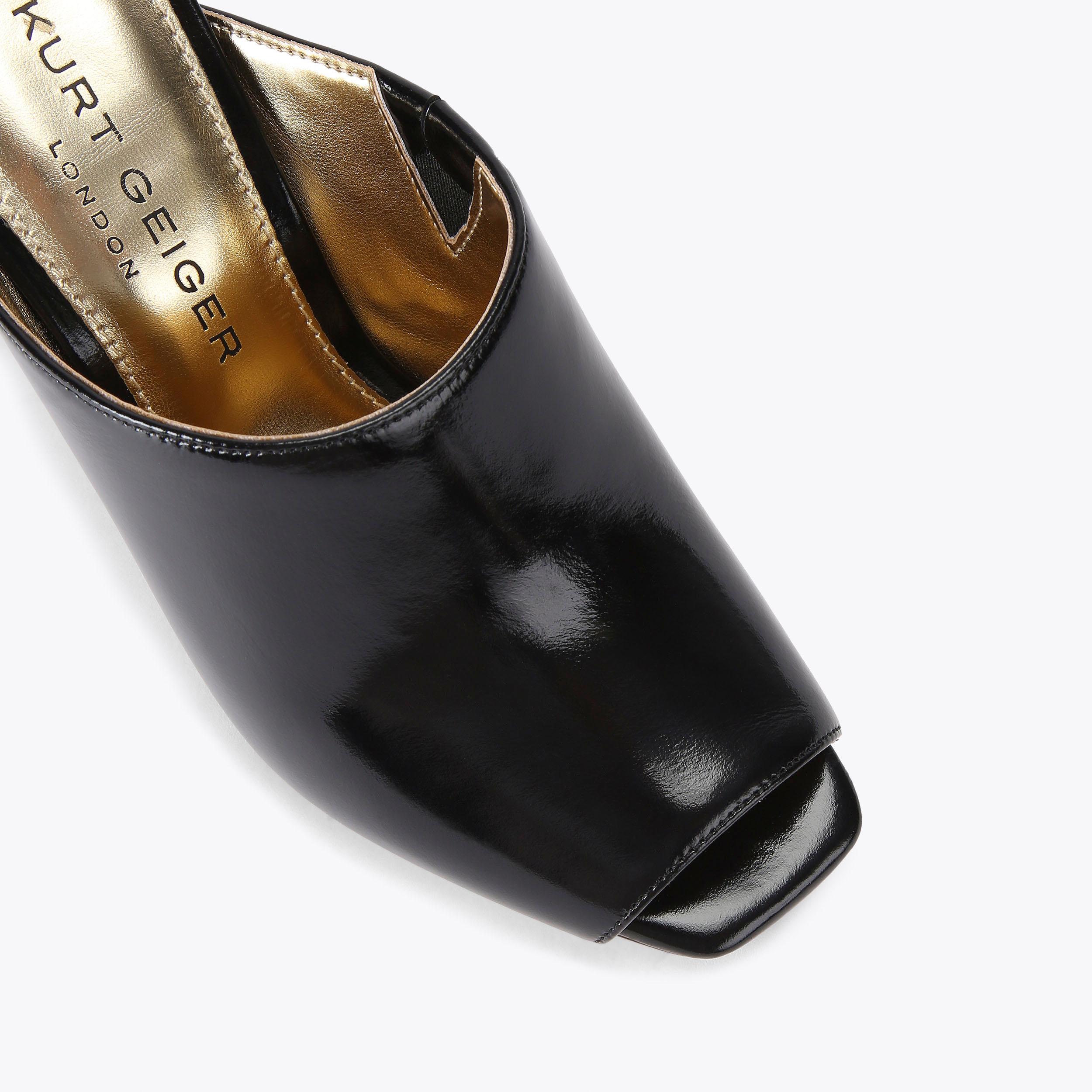 EAGLE HIGH HEEL SQ MULE Black Leather Mule High Heel by KURT GEIGER LONDON