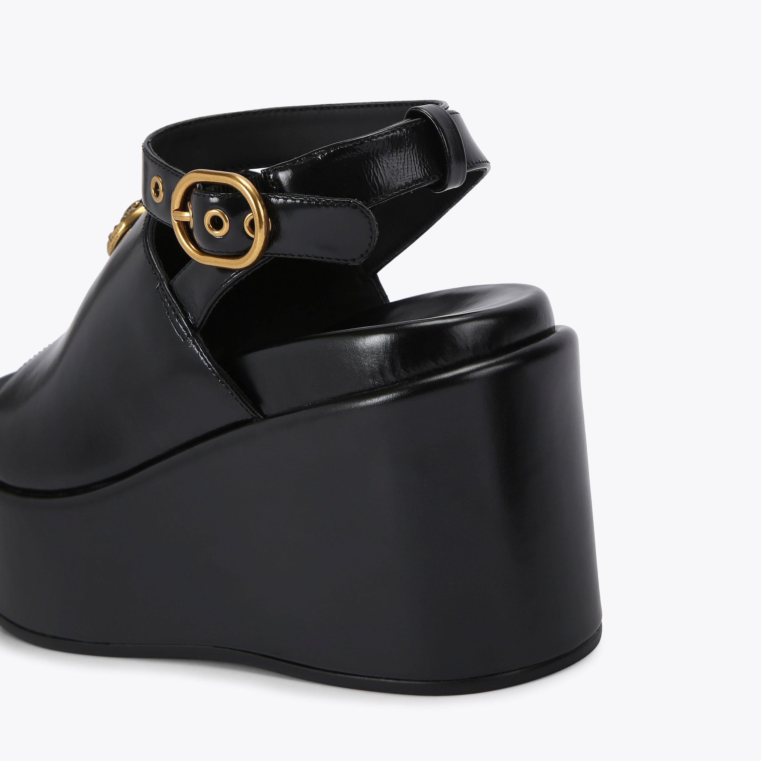 CHELSEA CHUNKY WEDGE SDL Black Leather Platform Heel Sandal by KURT ...