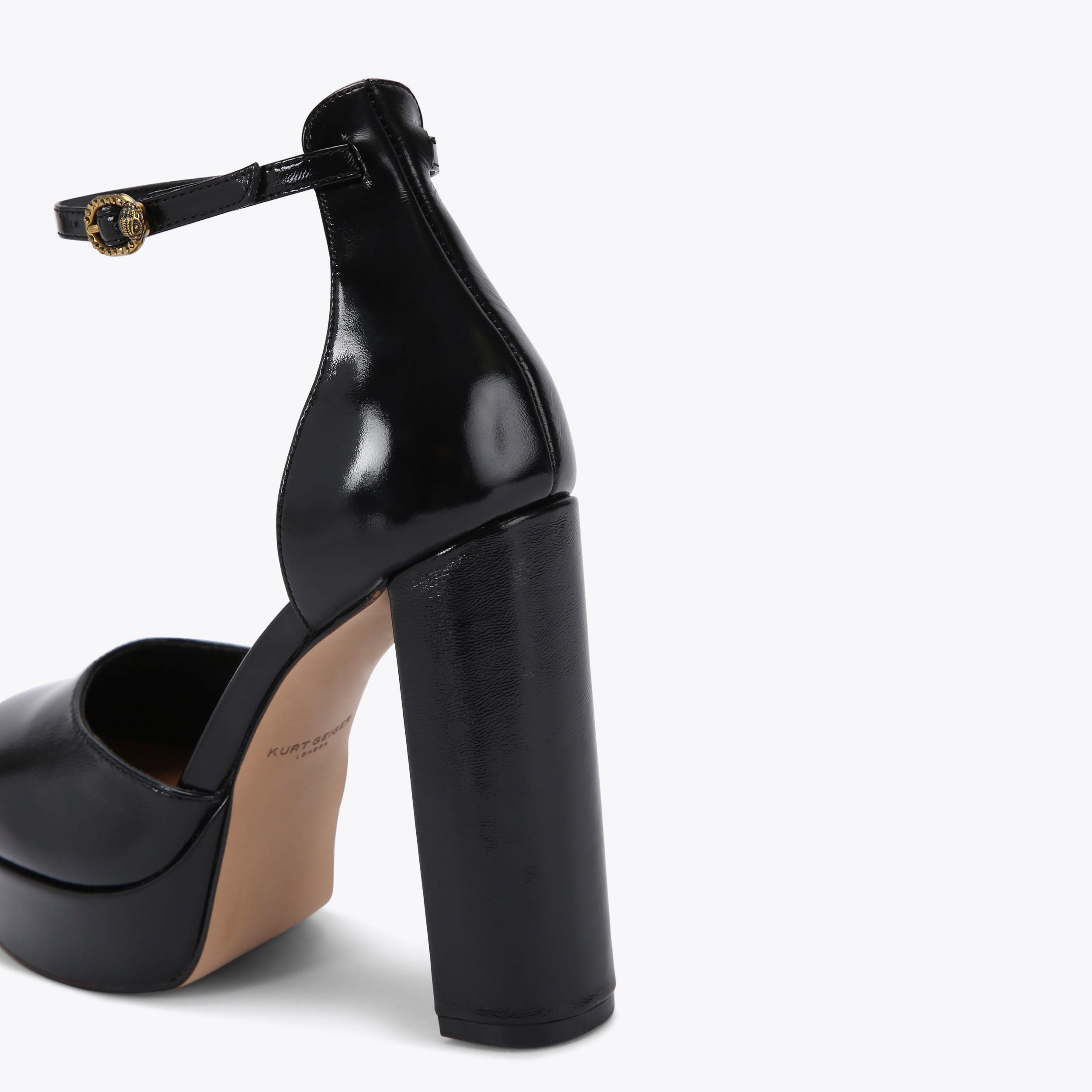 SHOREDITCH PLATFORM COURT Black Platform Leather Heel by KURT GEIGER LONDON