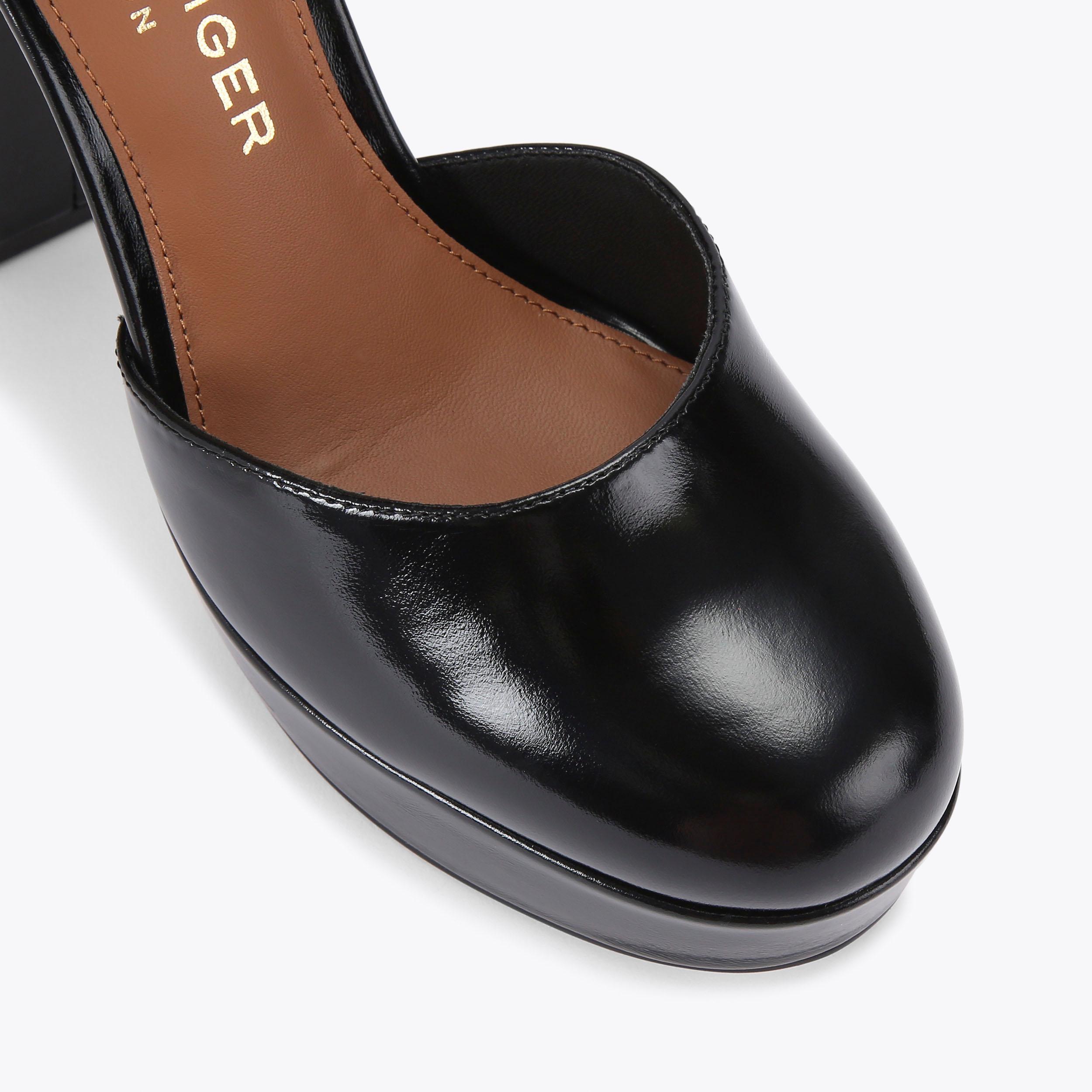 SHOREDITCH PLATFORM COURT Black Platform Leather Heel by KURT GEIGER LONDON