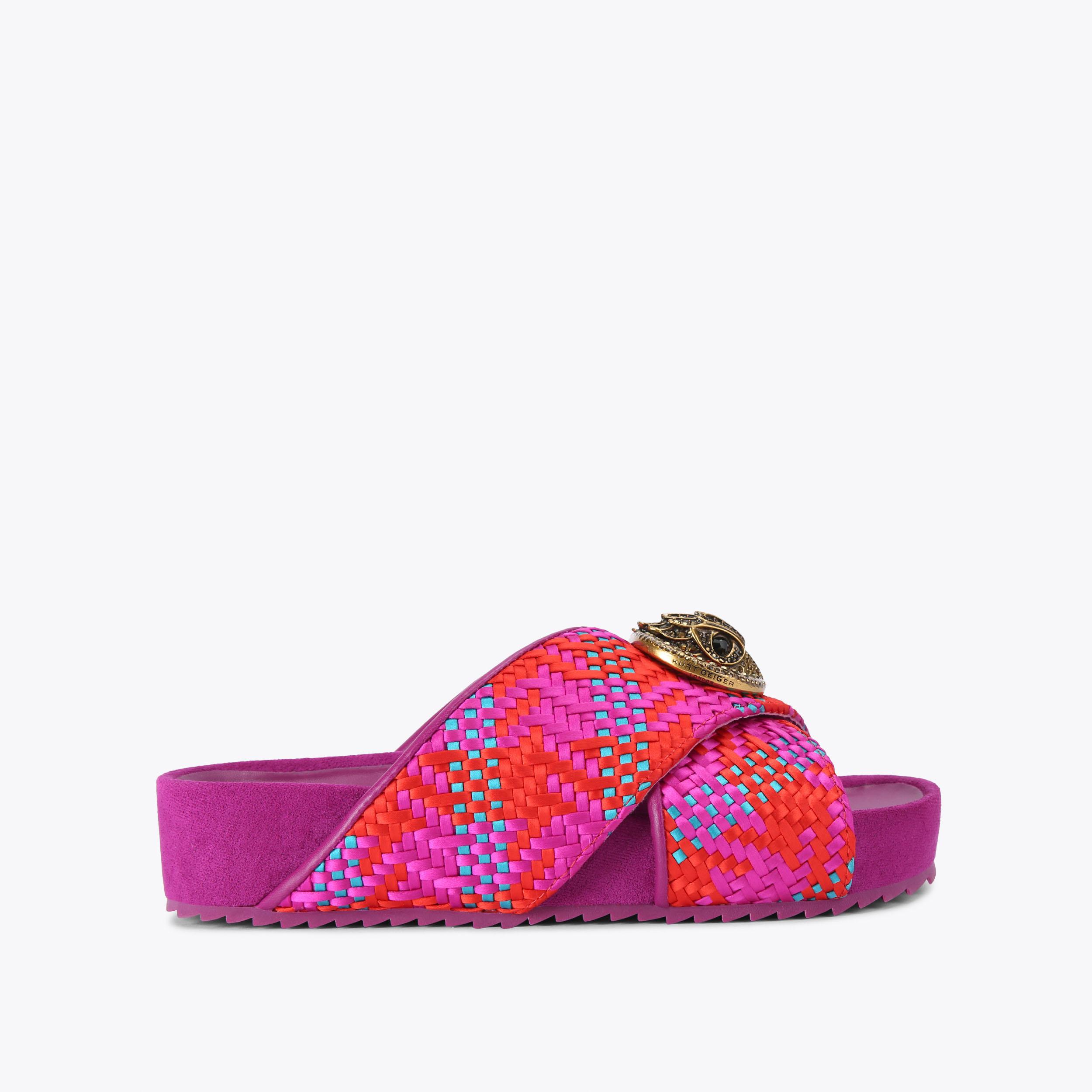 CHELSEA CROSS STRAP Fuchsia Woven Slip On Sandal by KURT GEIGER LONDON