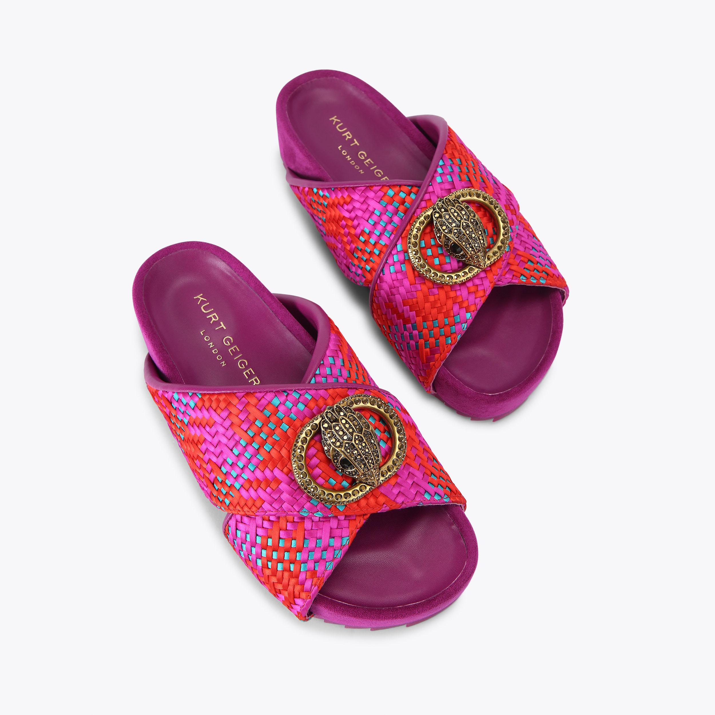CHELSEA CROSS STRAP Fuchsia Woven Slip On Sandal by KURT GEIGER LONDON
