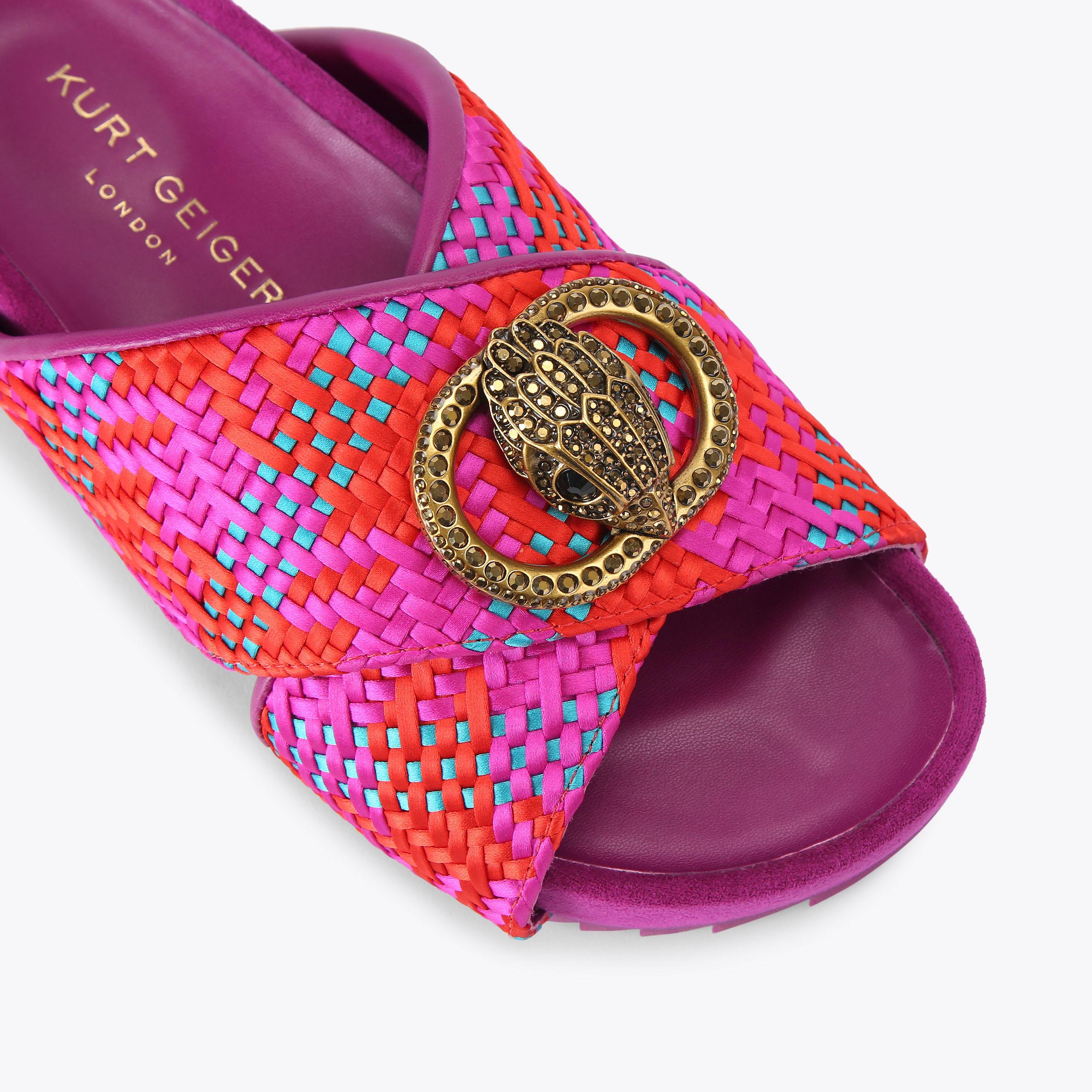 CHELSEA CROSS STRAP Fuchsia Woven Slip On Sandal by KURT GEIGER LONDON