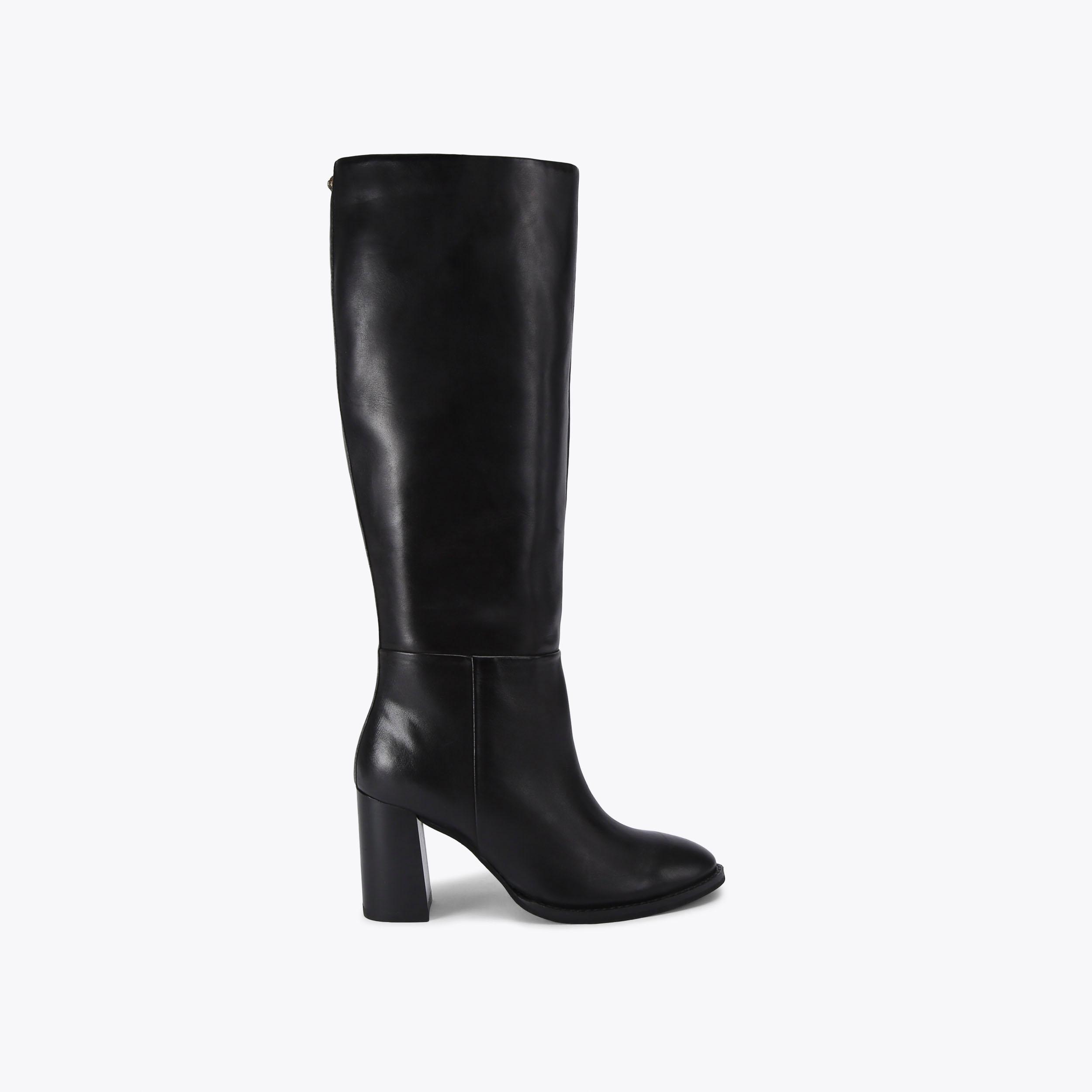 KGL EAGLE KNEE HIGH Black Leather Knee High Heeled Boot by KURT GEIGER ...