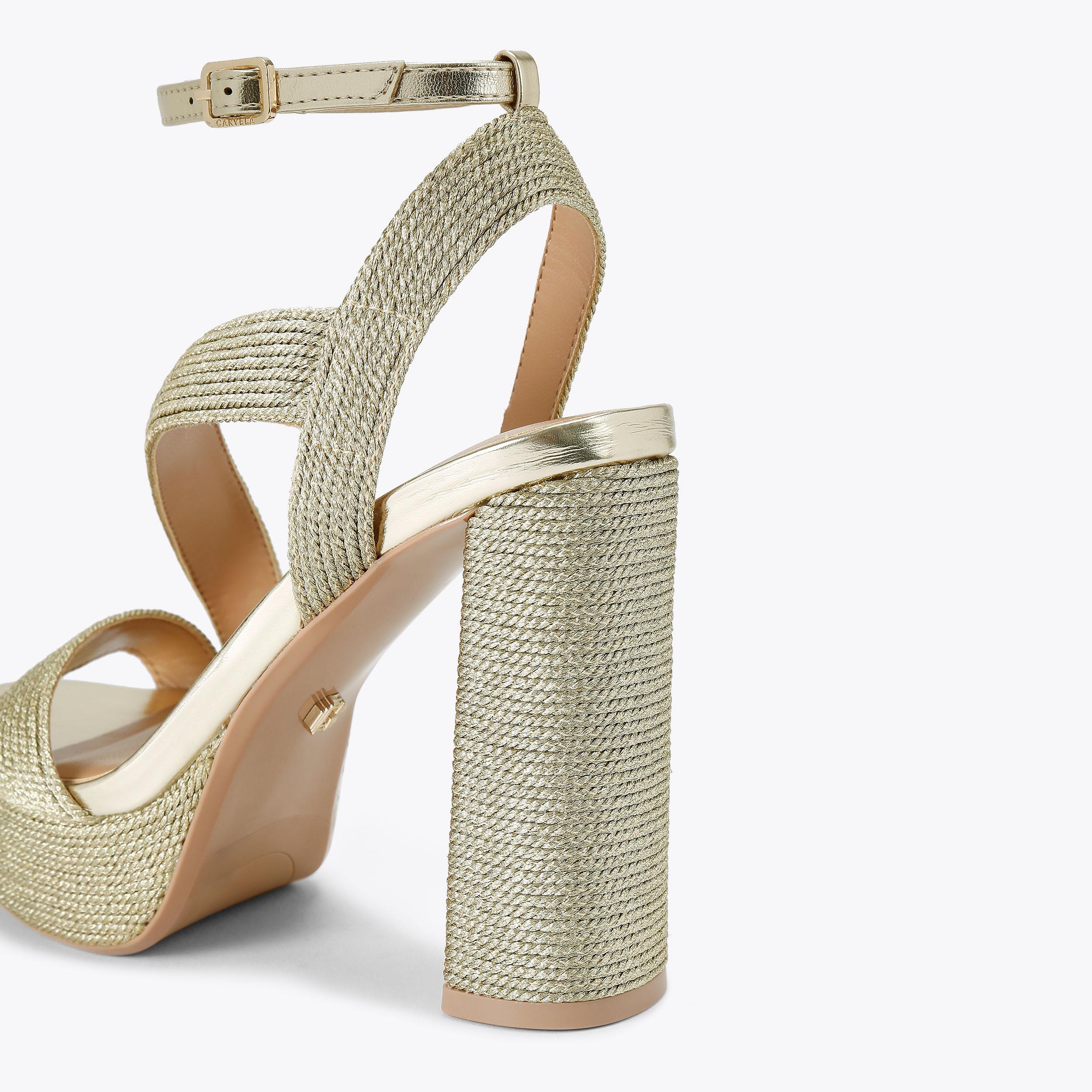 GALA PLATFORM Gold Synthetic Platform Heel by CARVELA