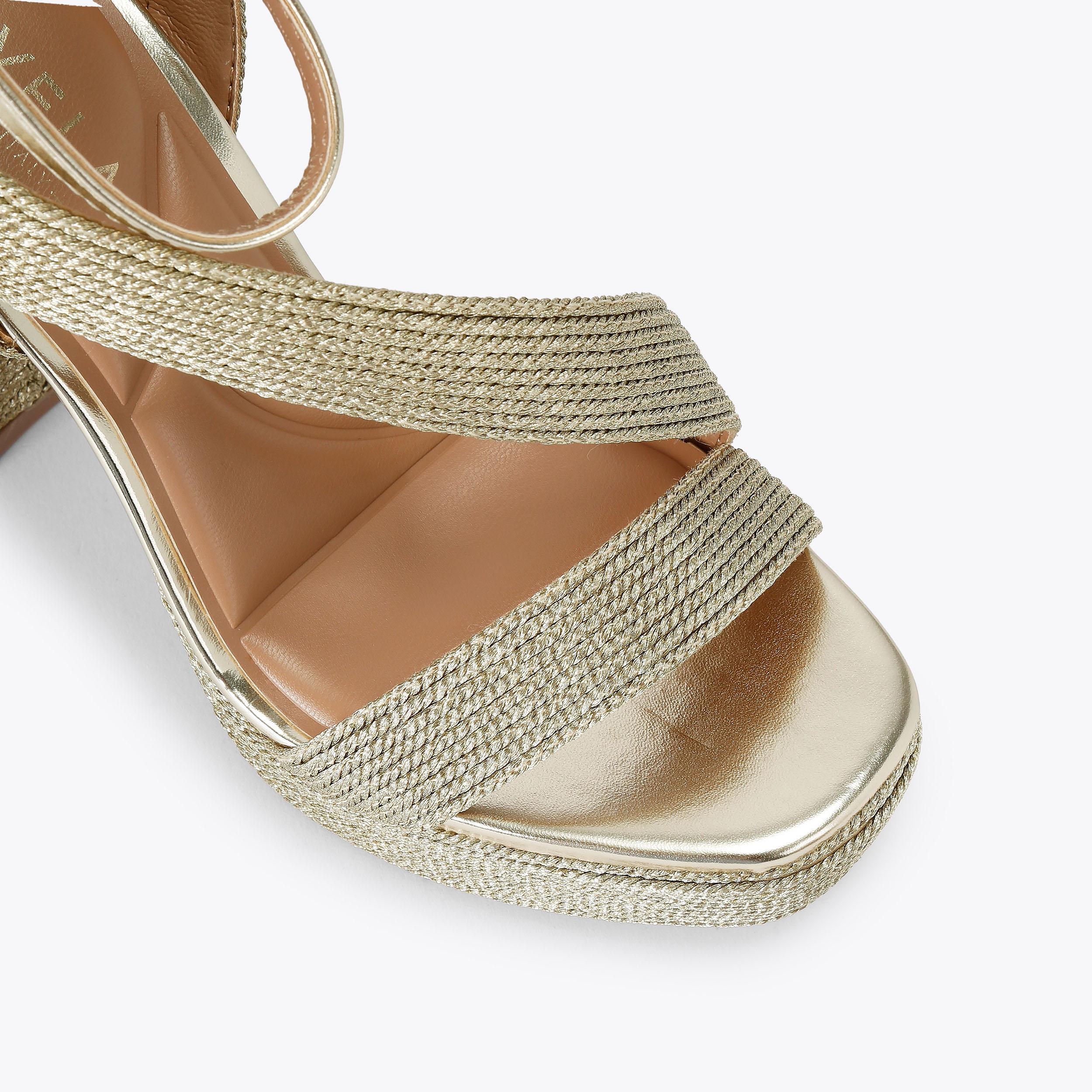 GALA PLATFORM Gold Synthetic Platform Heel by CARVELA