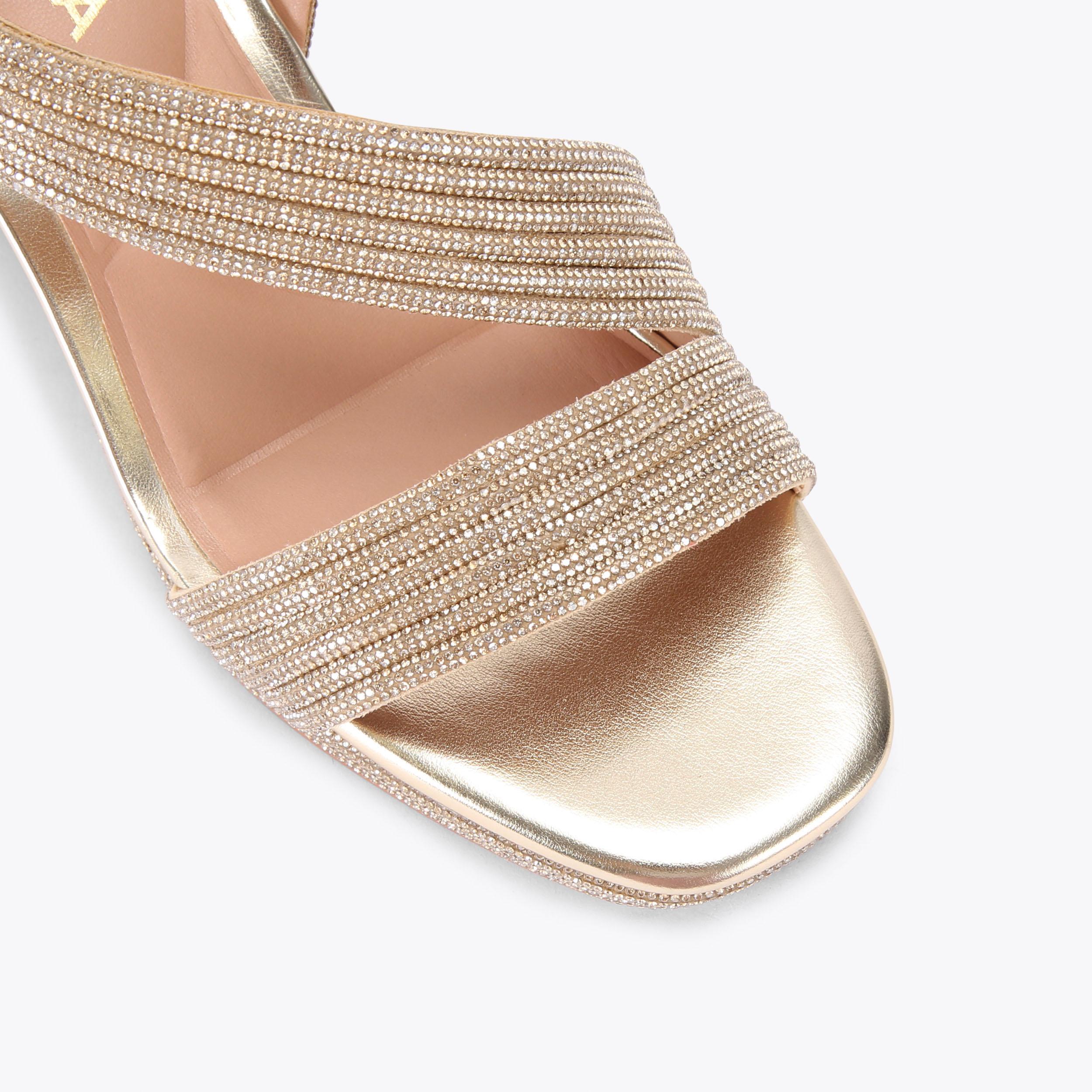 GALA WEDGE JEWEL 70 Gold Crystal Wedge Heel by CARVELA