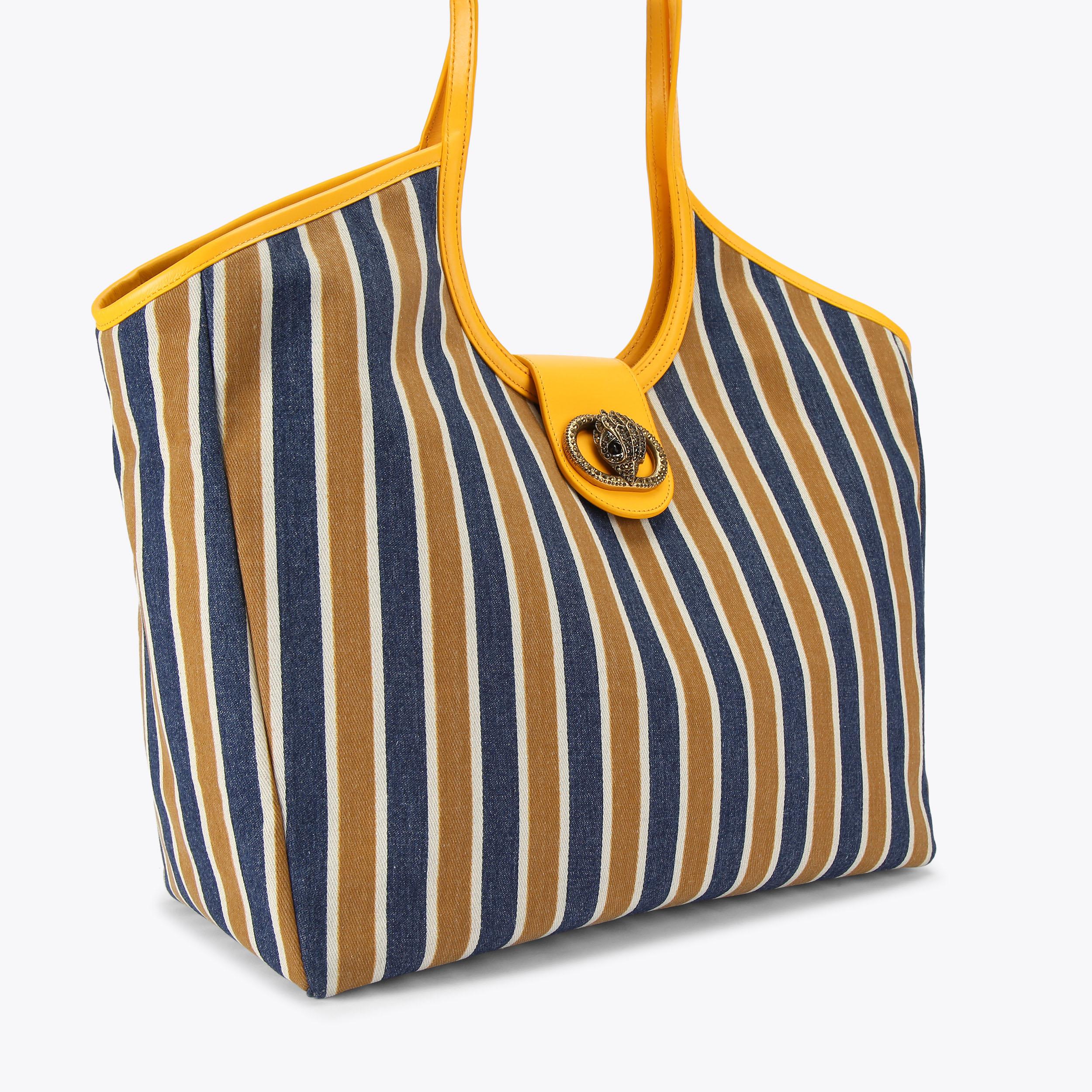 CHELSEA LG TOTE BAG Canvas Striped Fabric Tote Bag by KURT GEIGER LONDON