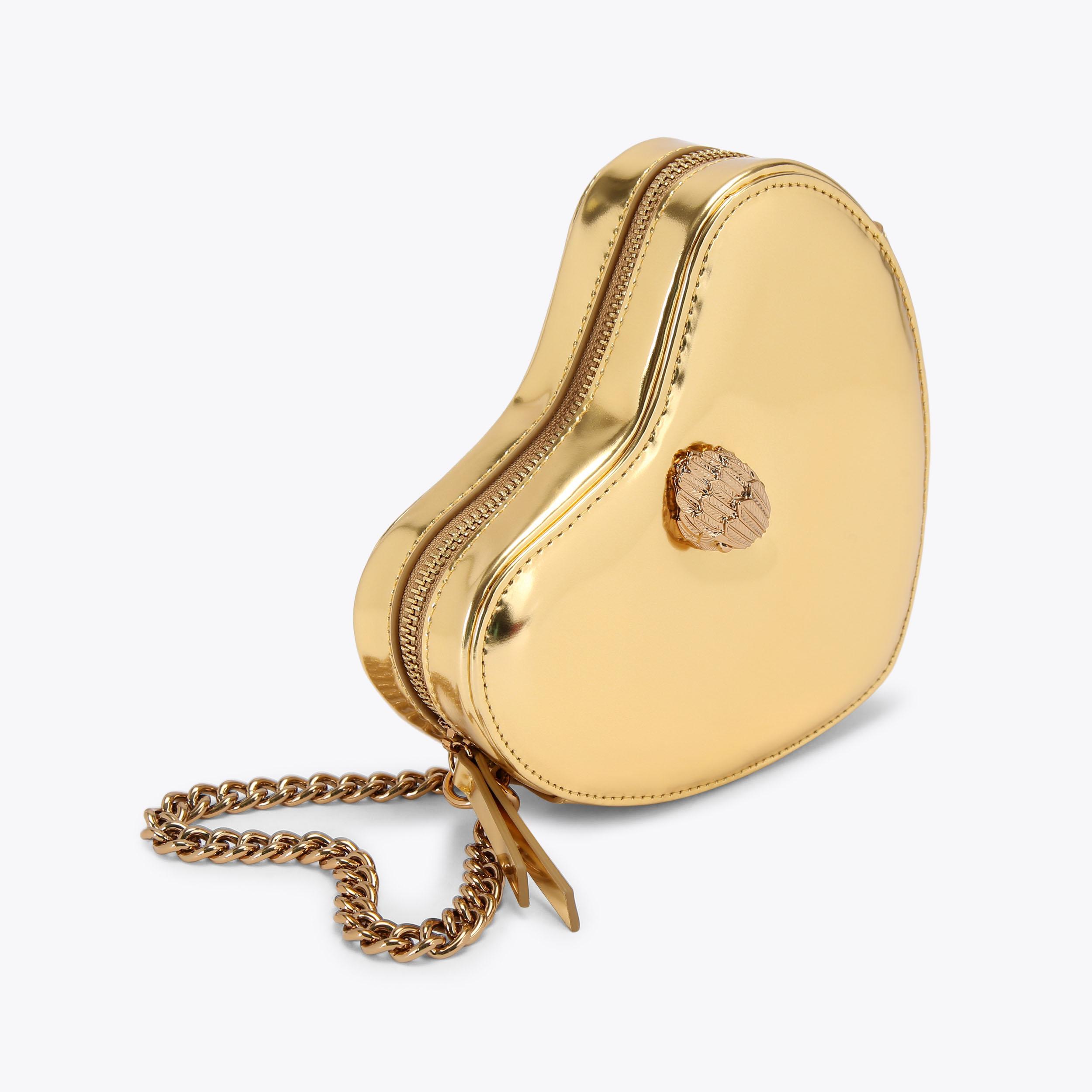 KENSINGTON HEART X BODY Gold Heart Cross Body Bag by KURT GEIGER LONDON