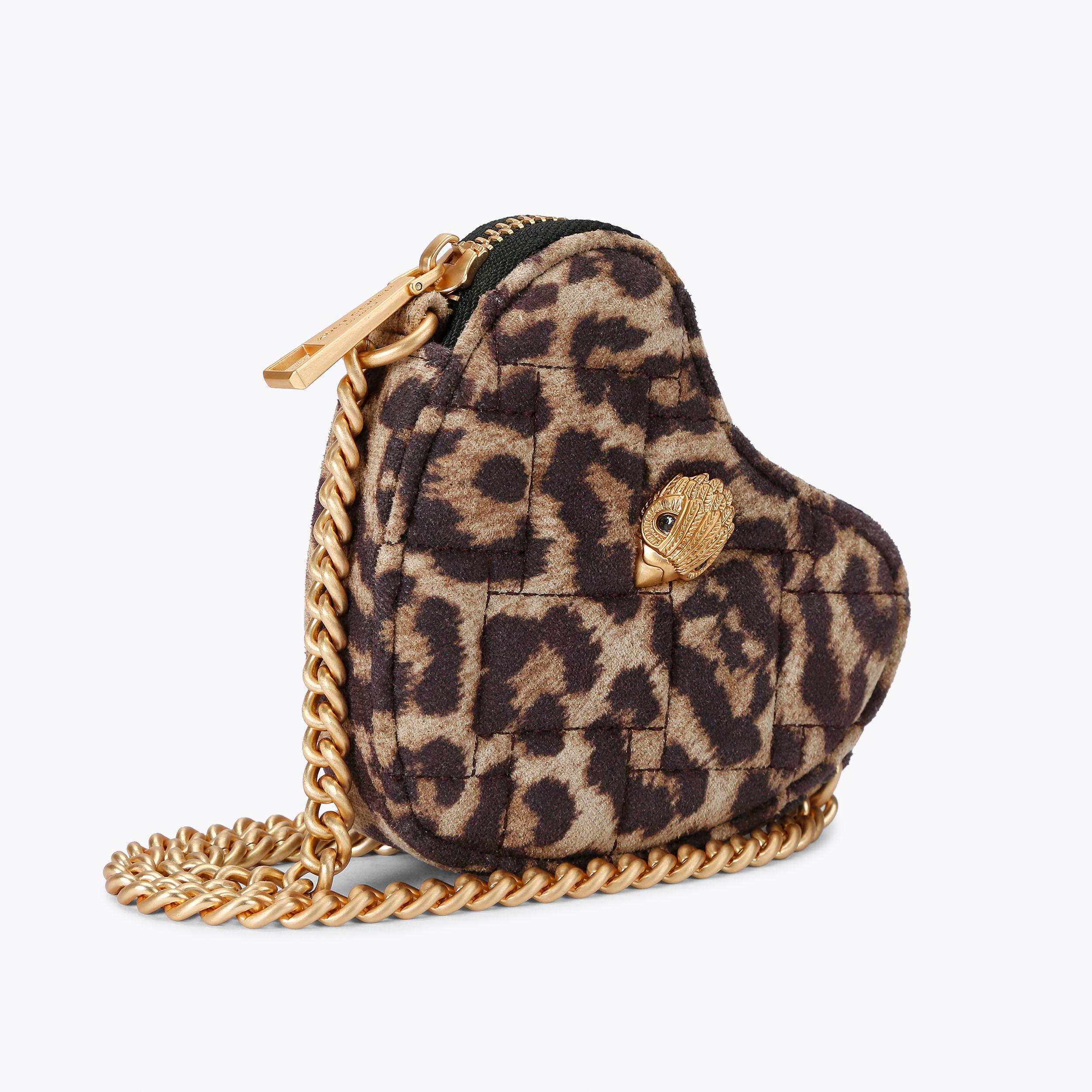 MICRO HEART CROSS BODY Leopard Print Suede Cross Body Bag by KURT ...