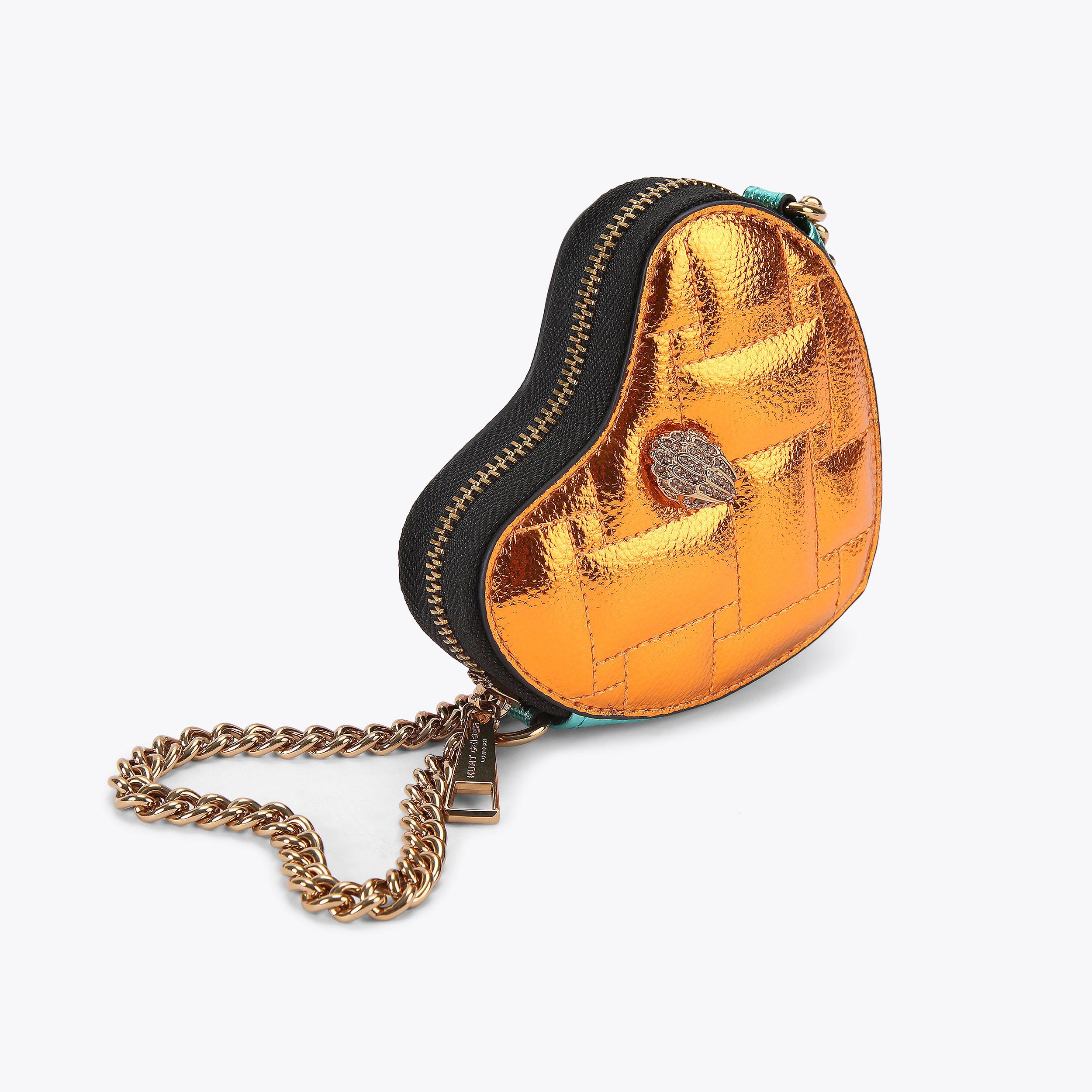MICRO HEART CROSS BODY Metallic Quilted Micro Heart Cross Body by KURT ...