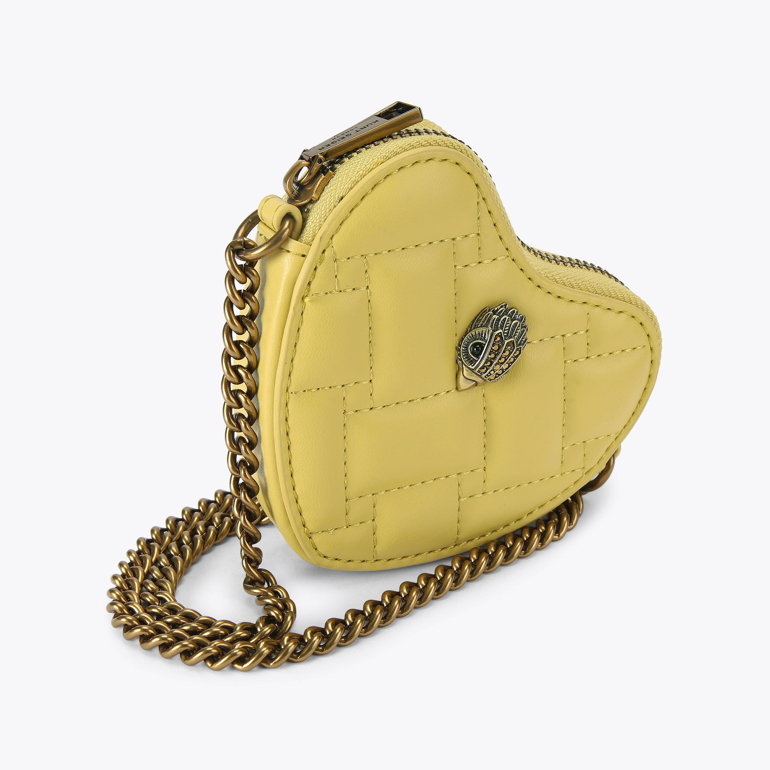 MICRO HEART CROSS BODY Yellow Mini Heart Cross Body Bag by KURT GEIGER ...