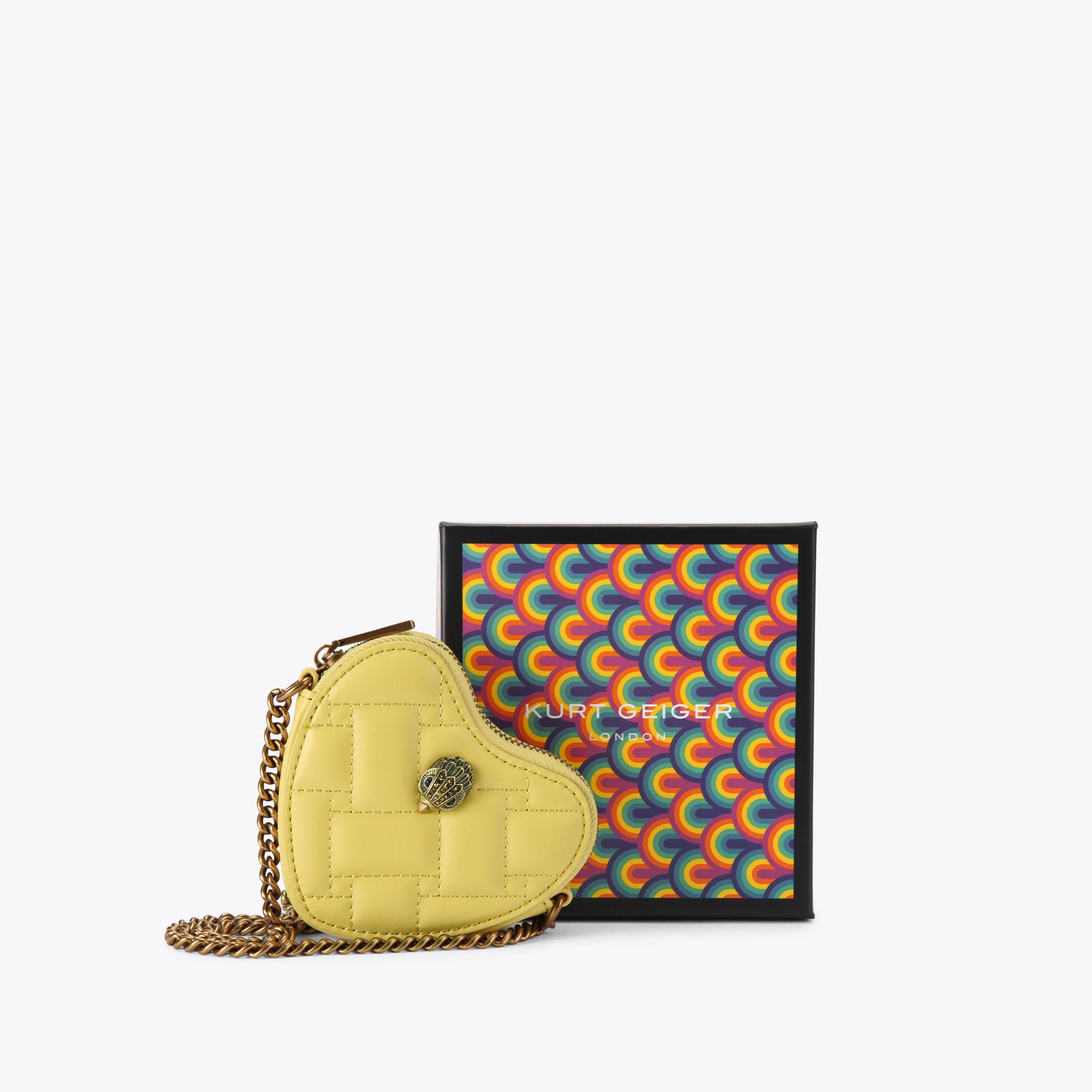 MICRO HEART CROSS BODY Yellow Mini Heart Cross Body Bag by KURT GEIGER ...