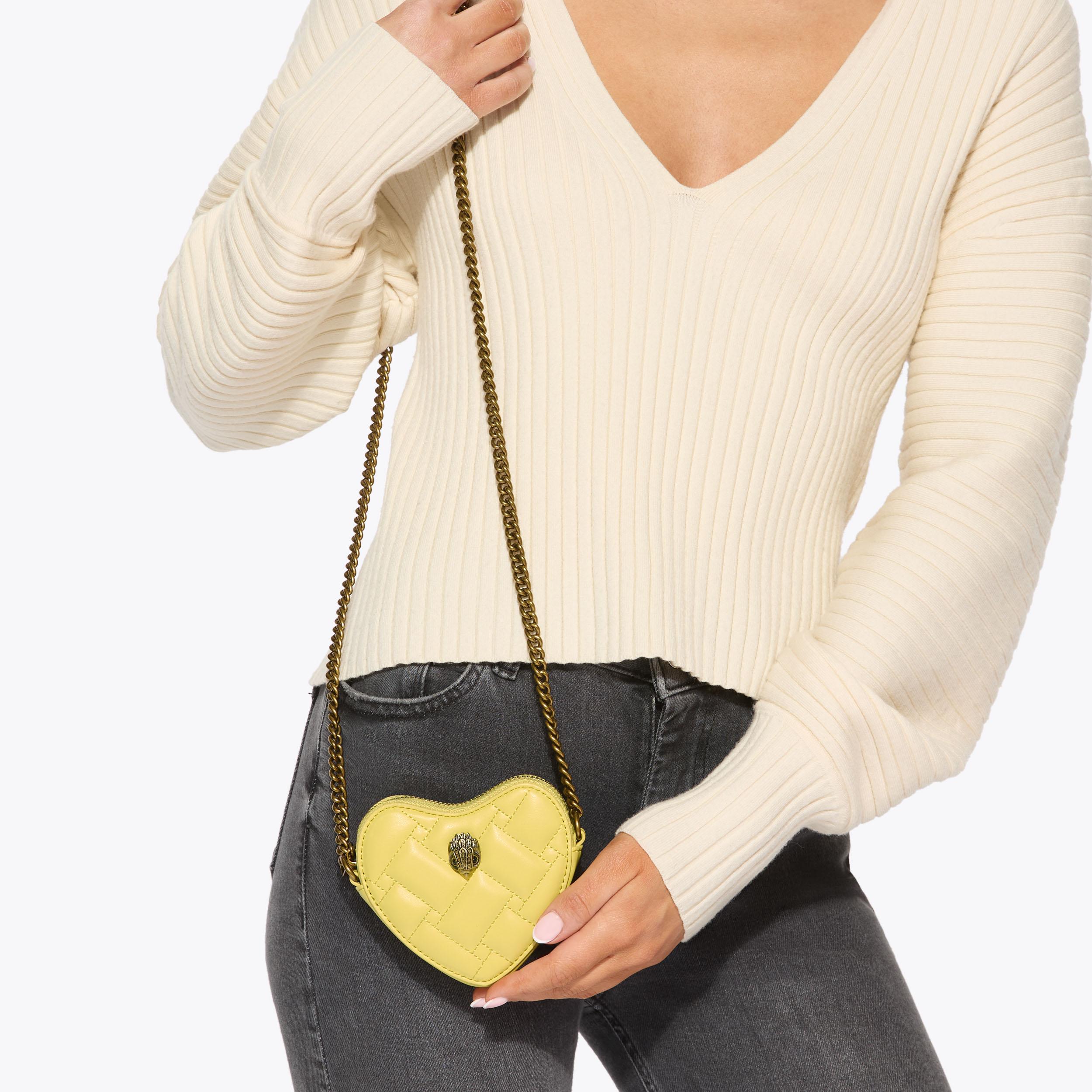 MICRO HEART CROSS BODY Yellow Mini Heart Cross Body Bag by KURT GEIGER ...