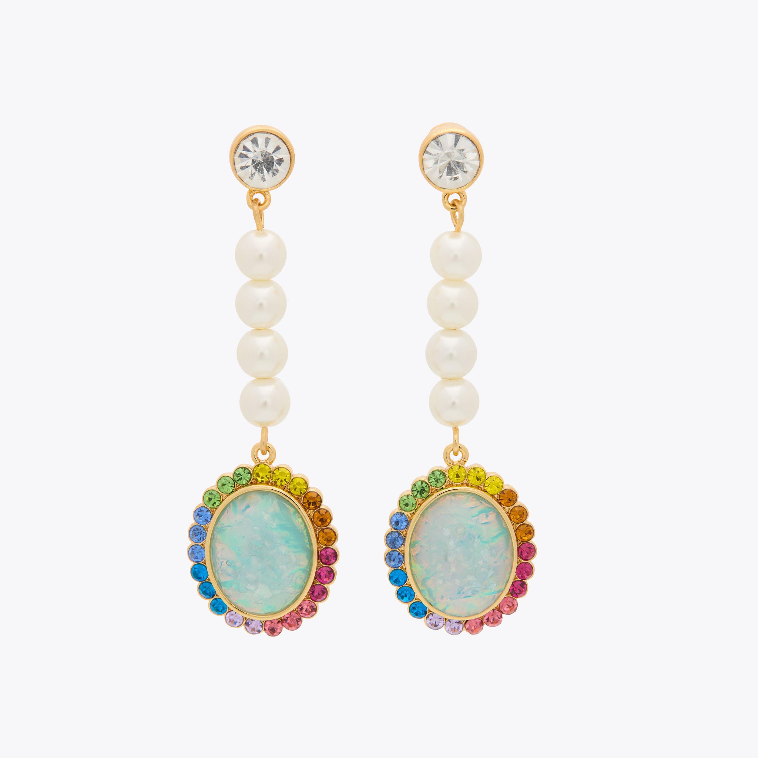 REGENCY DROPLET EARRINGS Pearl Drop Rainbow Earrings by KURT GEIGER LONDON