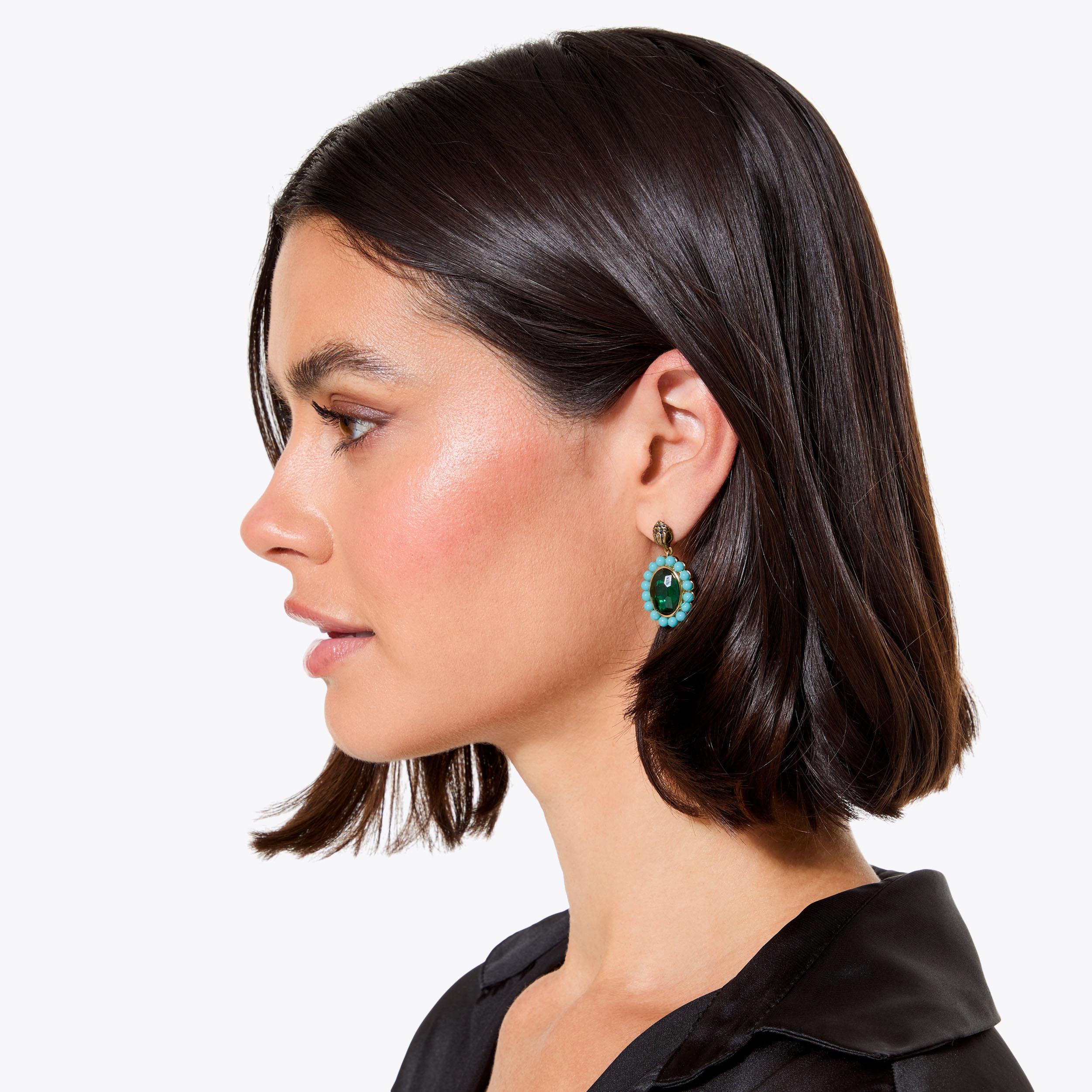 REGENCY DROP EARRING Green Stud Drop Earring by KURT GEIGER LONDON