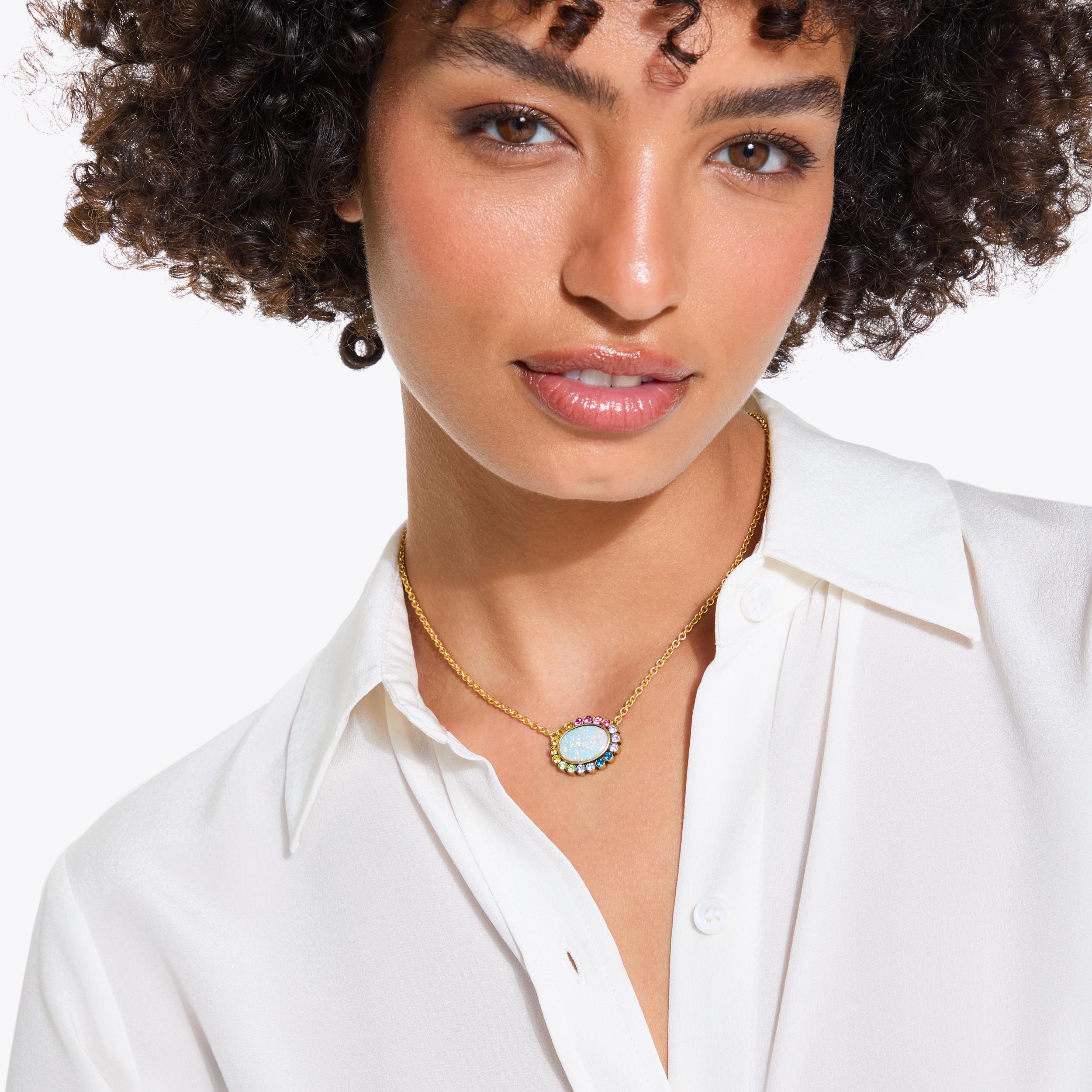 REGENCY CHAIN NECKLACE Gold Opal Chain Necklace by KURT GEIGER LONDON