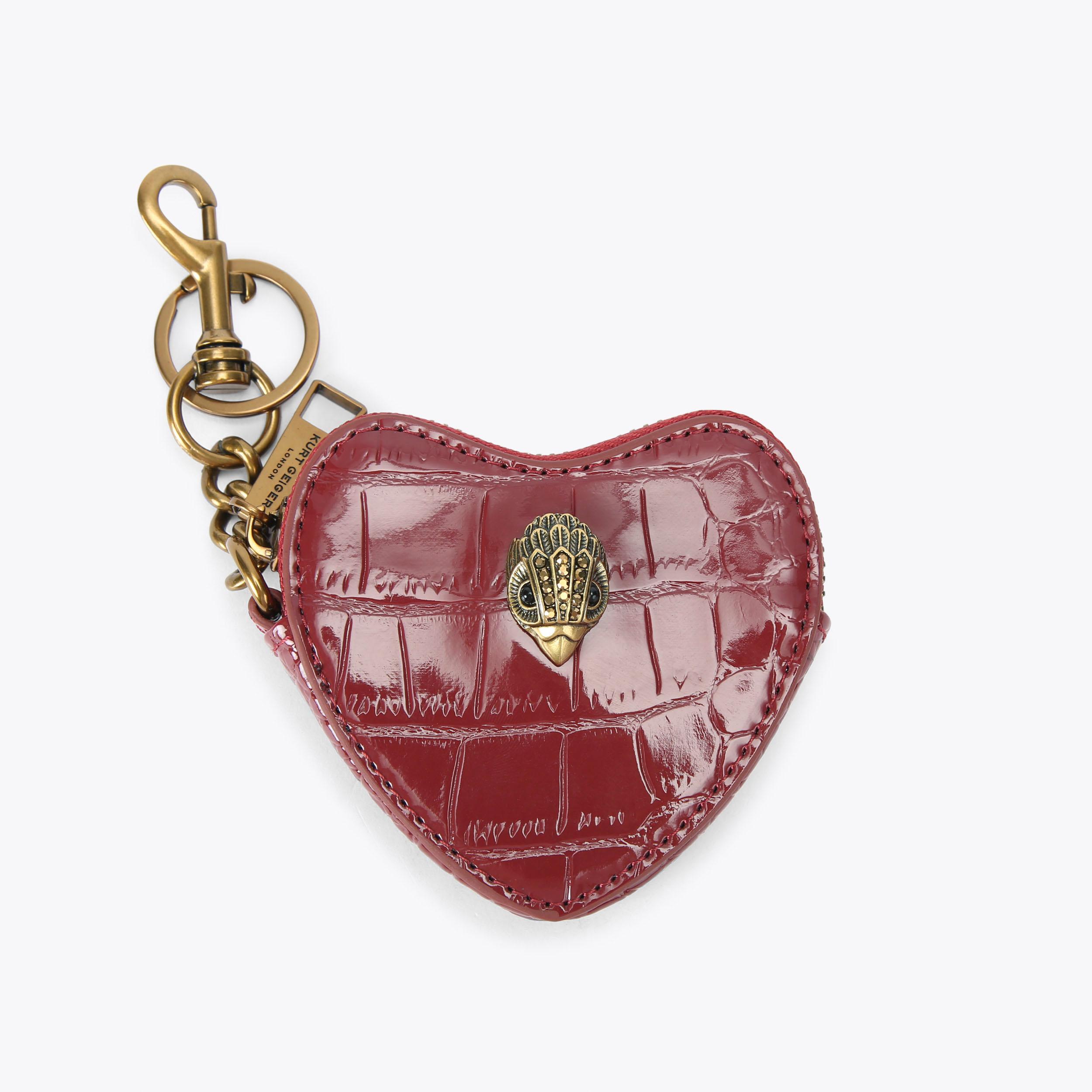 KENSINGTON HEART CHARM Red Croc Keyring charm by KURT GEIGER LONDON