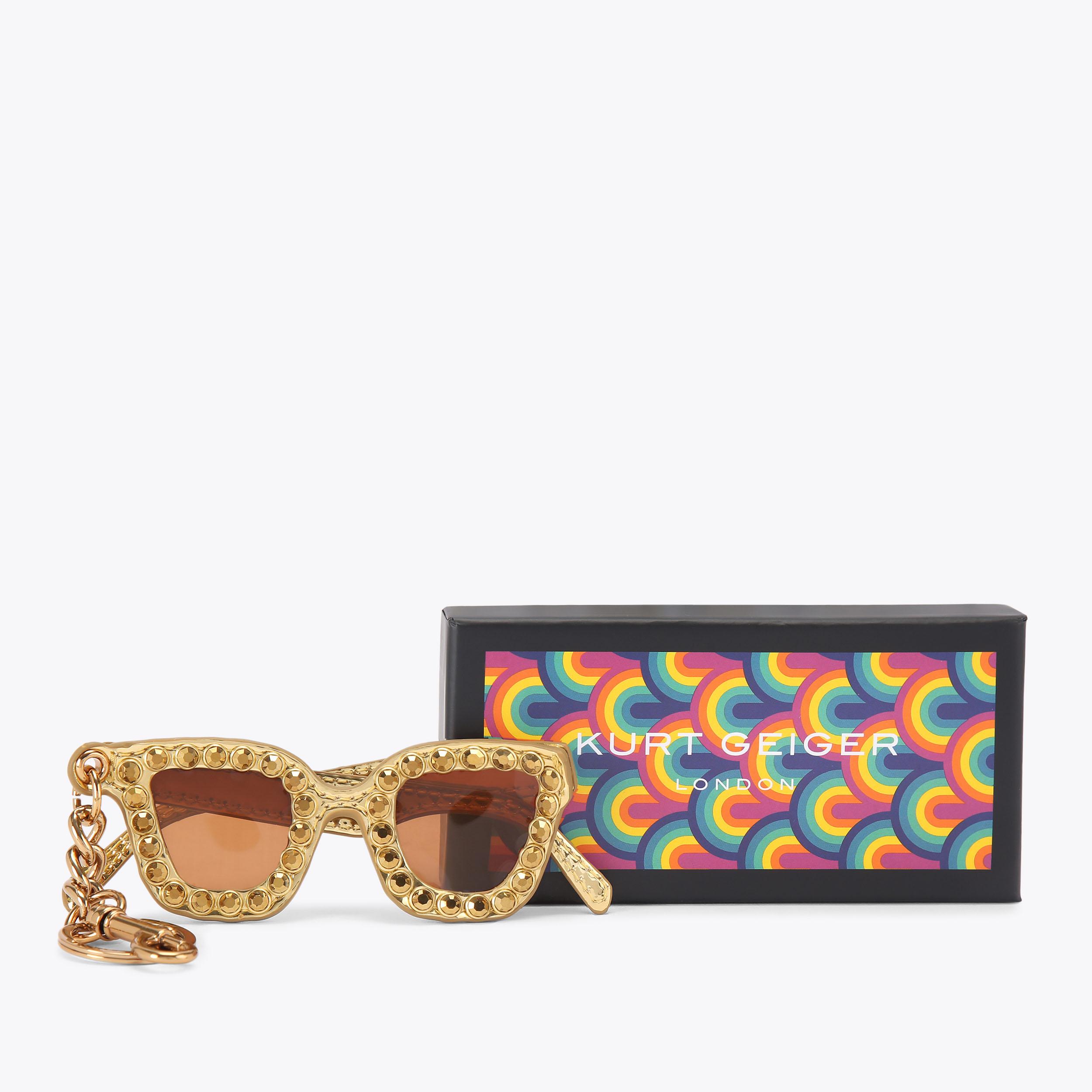 SUNGLASSES CHARM KEYRING Gold Sunglasses Charm Keyring by KURT GEIGER ...