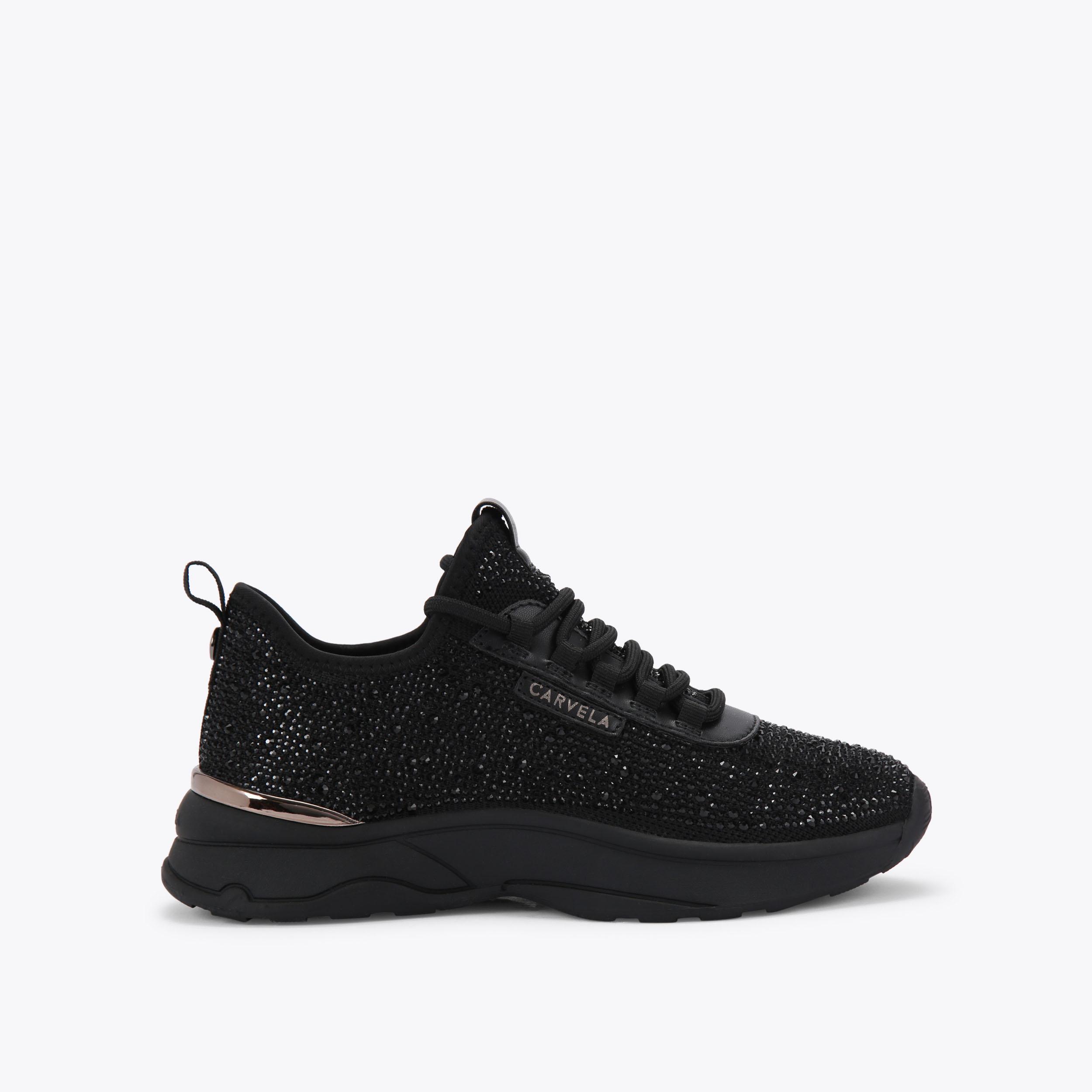 SWIFT JEWEL RUNNER Black Crystal Trainer by CARVELA