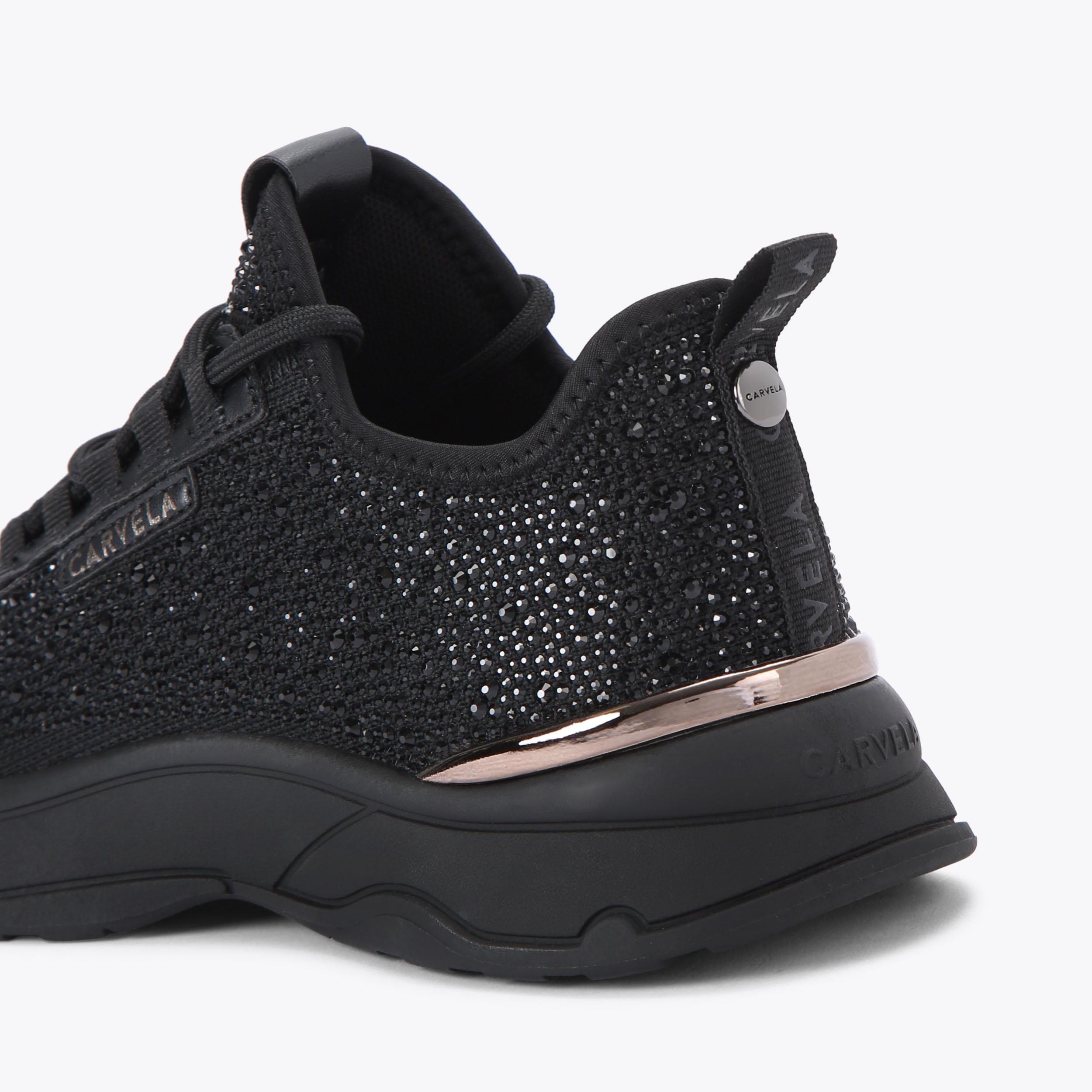 SWIFT JEWEL RUNNER Black Crystal Trainer by CARVELA