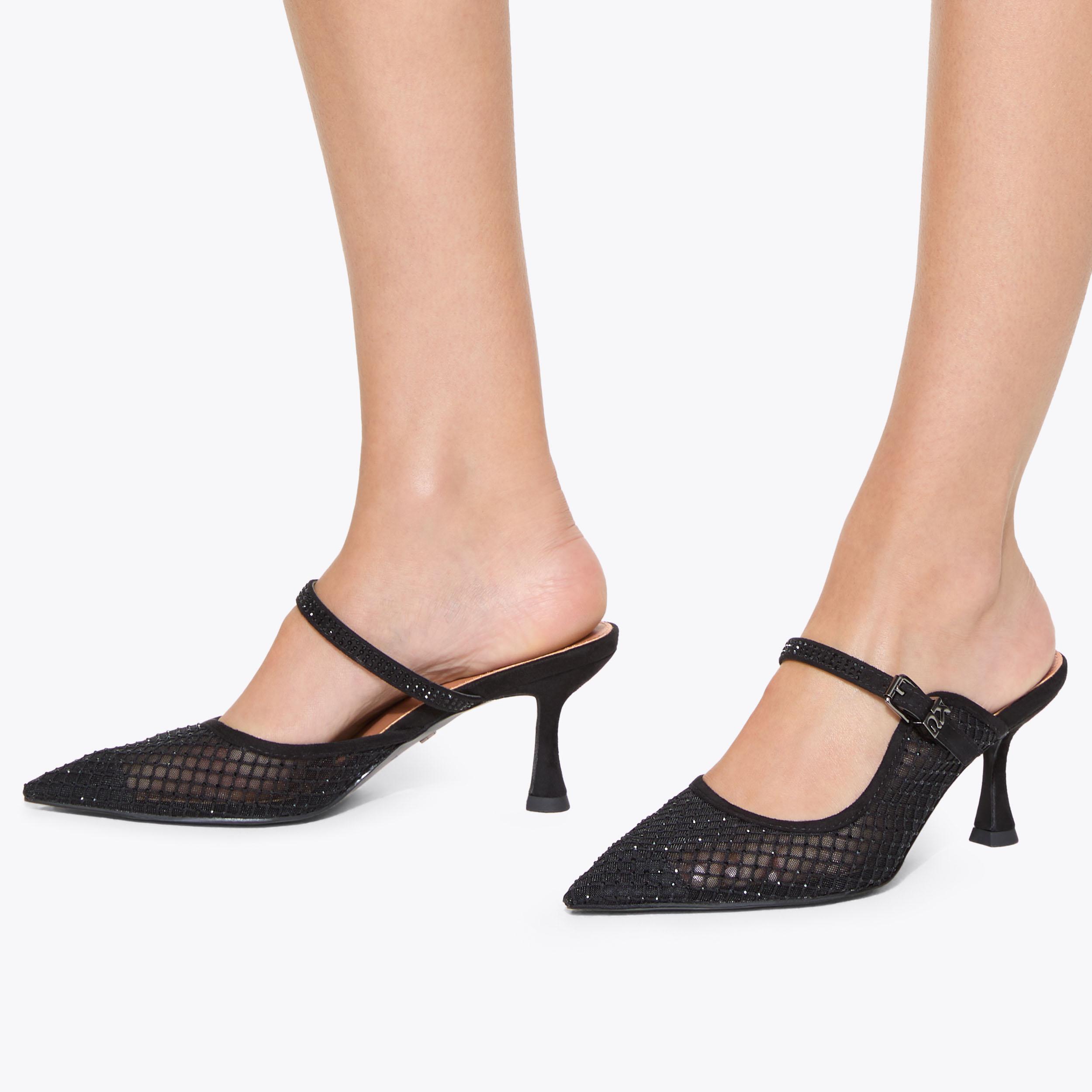 ALINA MULE GEM Black Crystal Mesh Heel by KG KURT GEIGER