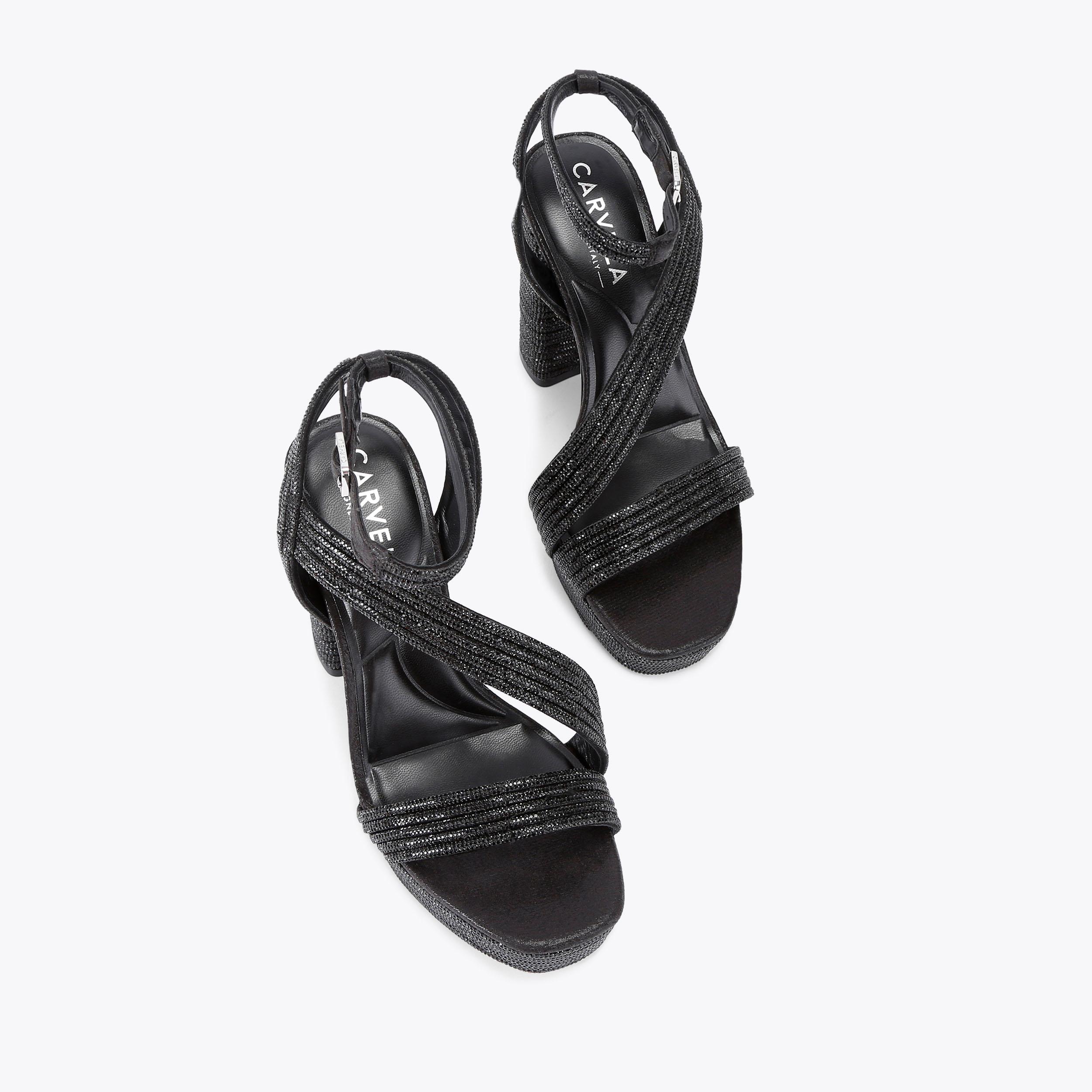 GALA PLATFORM JEWEL Black Crystal Platform Heel by CARVELA