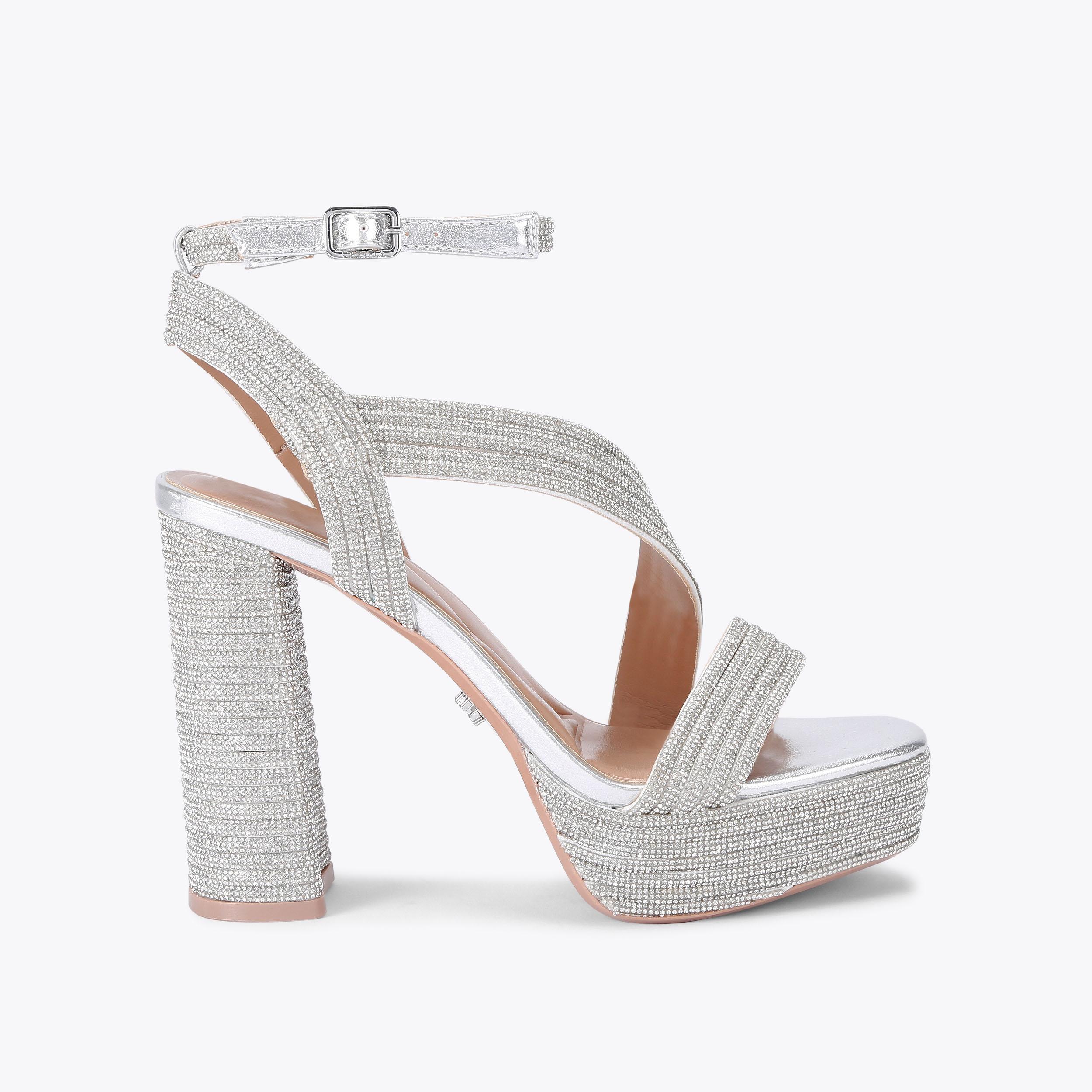 GALA PLATFORM JEWEL Silver Crystal Platform Heel by CARVELA